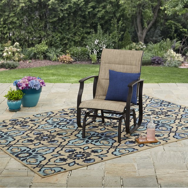 Mainstays Highland Knolls Glider Chair in Padded Pebblestone Stria ...