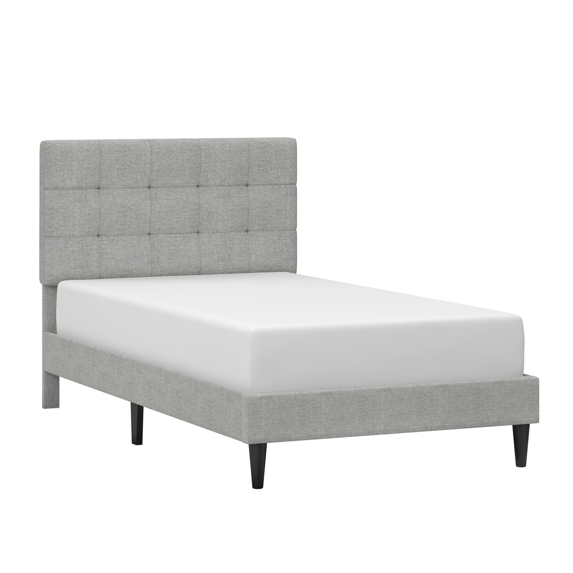 Free Shipping! Mainstays Light Gray Upholstered Twin Platform Bed with ...