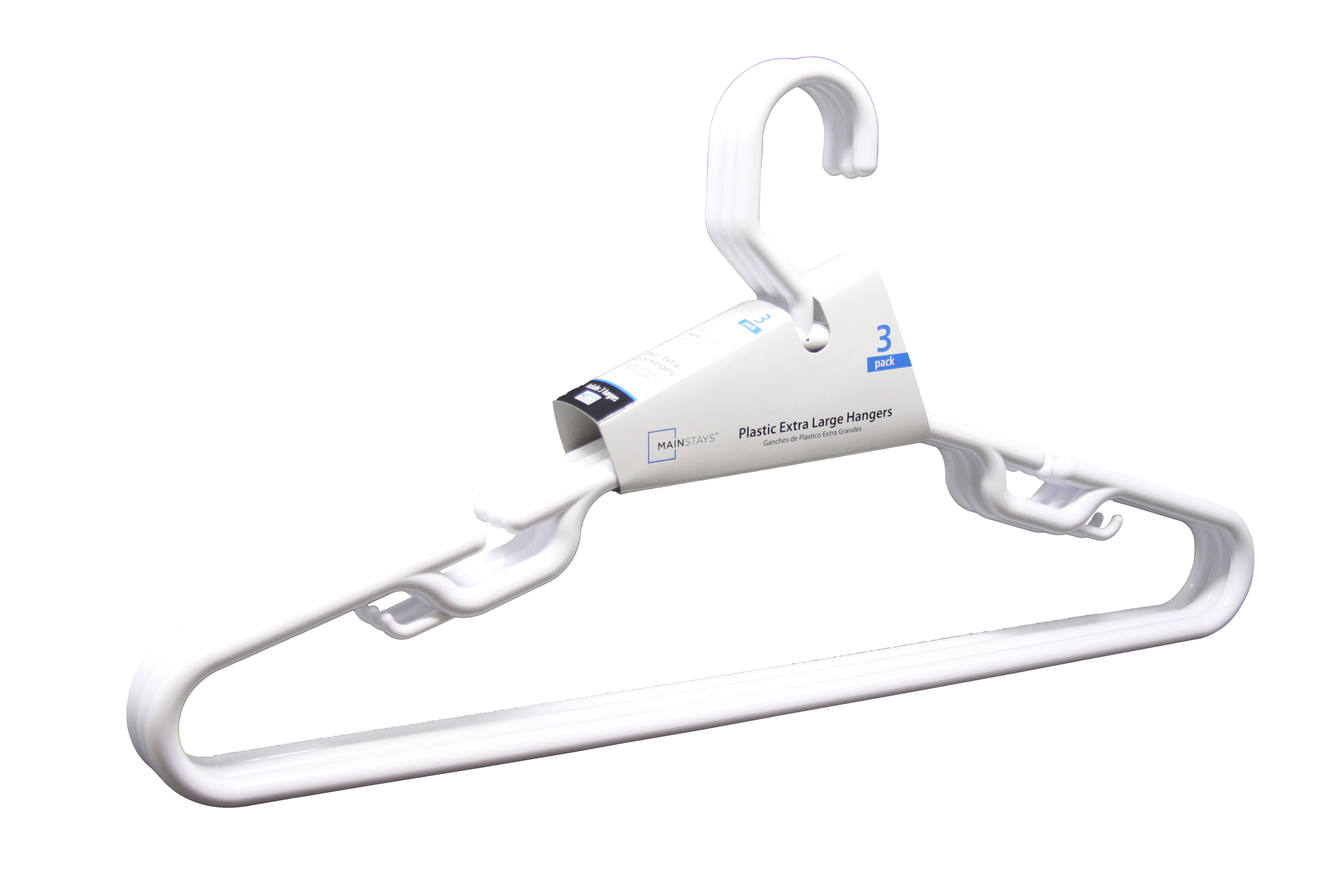 Mainstays Extra Large Clothing Hangers, 3 Pack, Adult, White, Heavy ...
