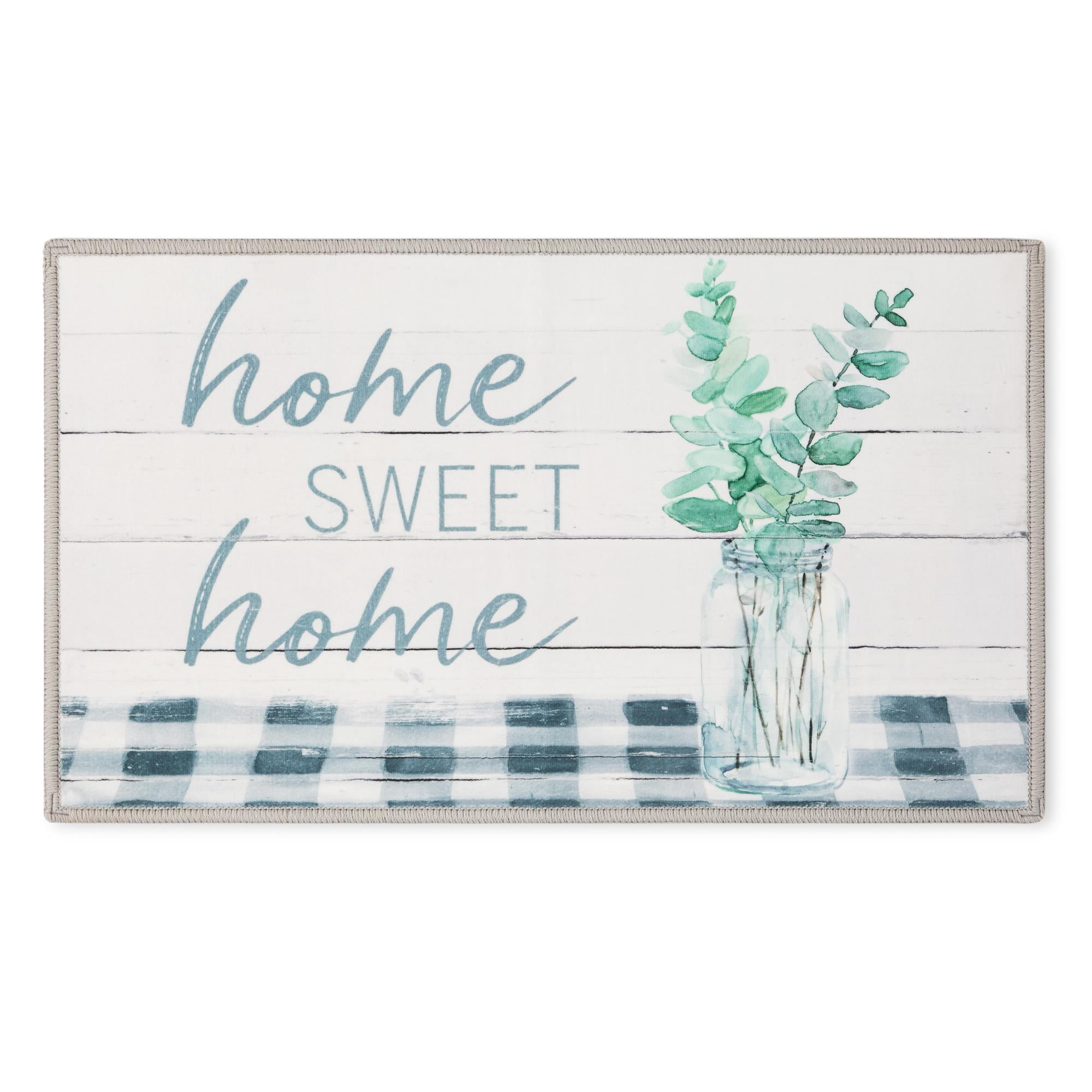 Mainstays Home Sweet Home Kitchen Mat Multicolored 18x30 Polyester Anti ...