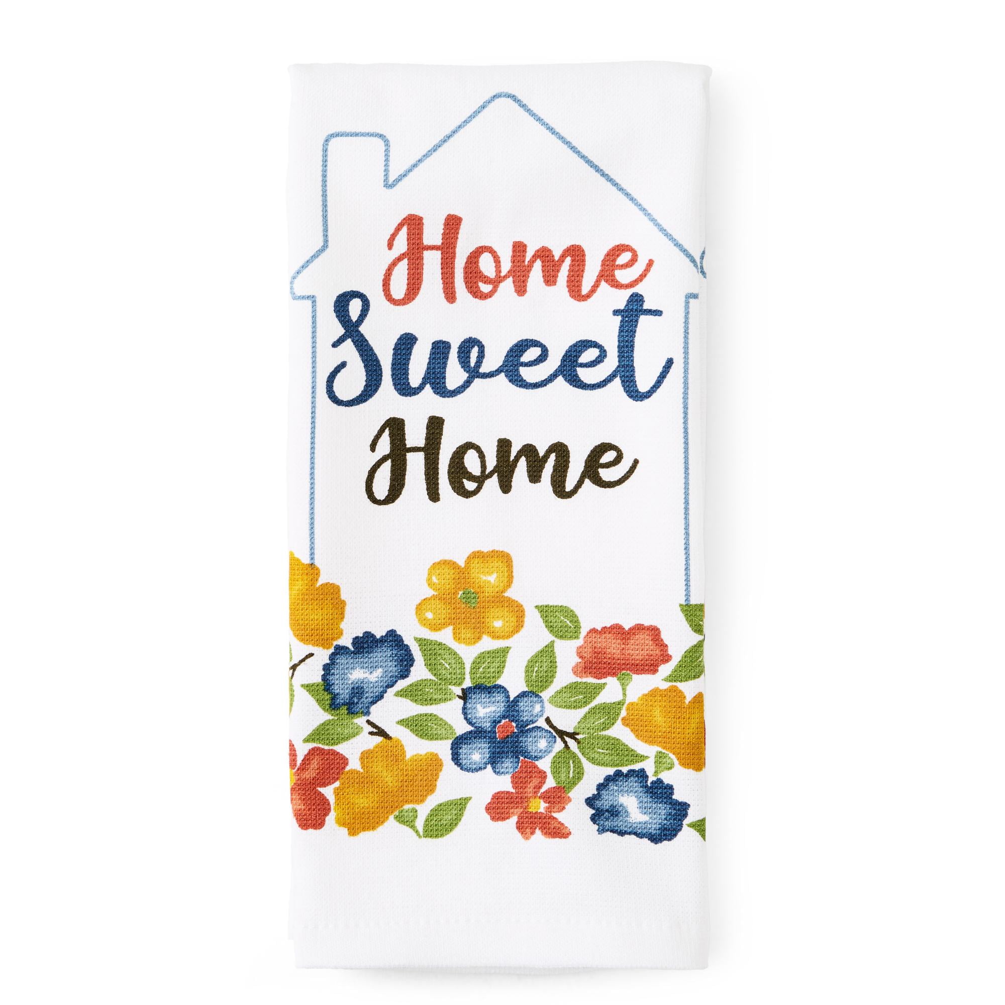Mainstays Home Sweet Home Printed Multicolor Kitchen Towel, 15" x 25 ...