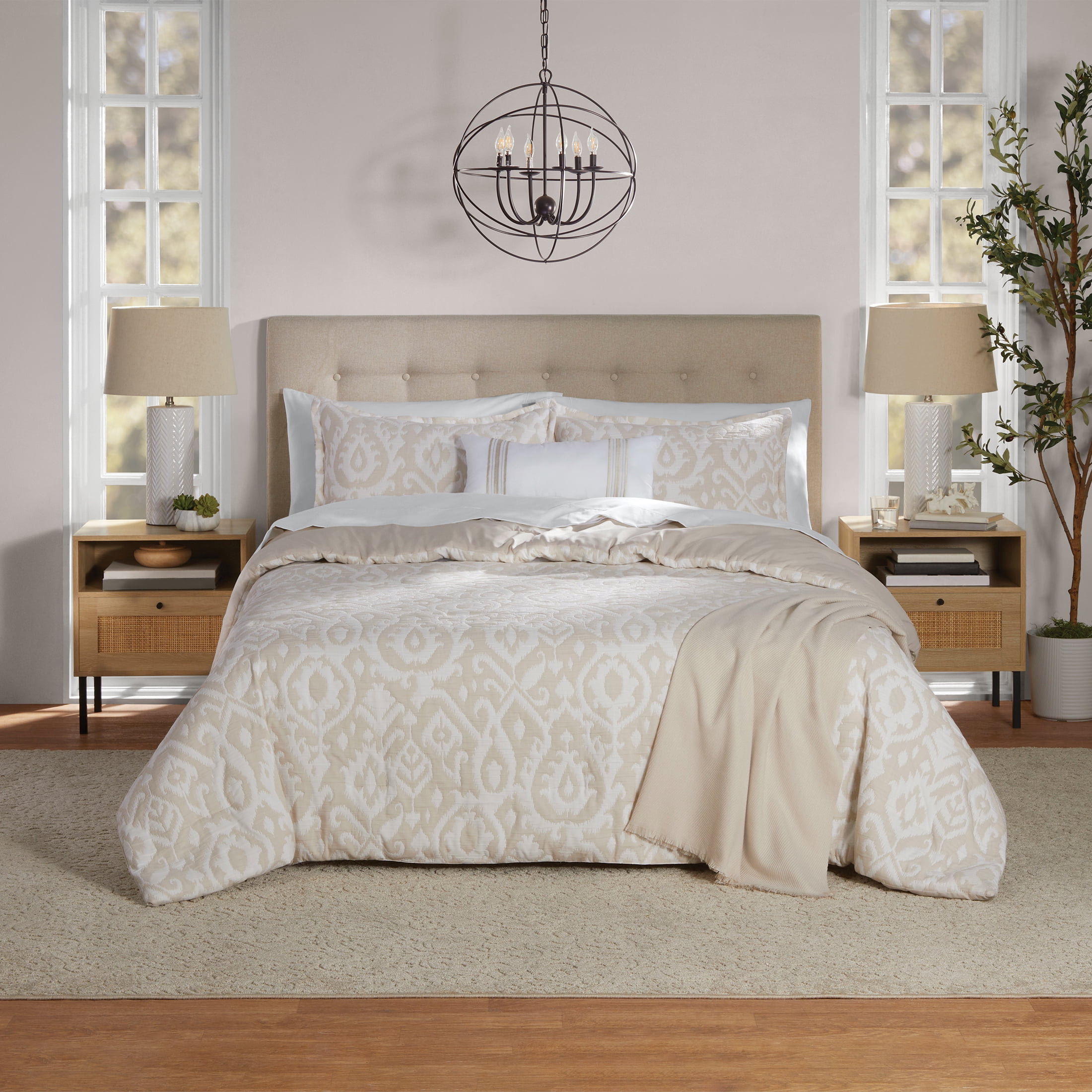 Mainstays Ikat 5-Piece Taupe Matelasse Comforter Set, King - Walmart.com