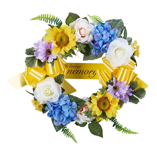 Mainstays In Loving Memory Memorial Wreath, Sunflowers, 18-inches ...