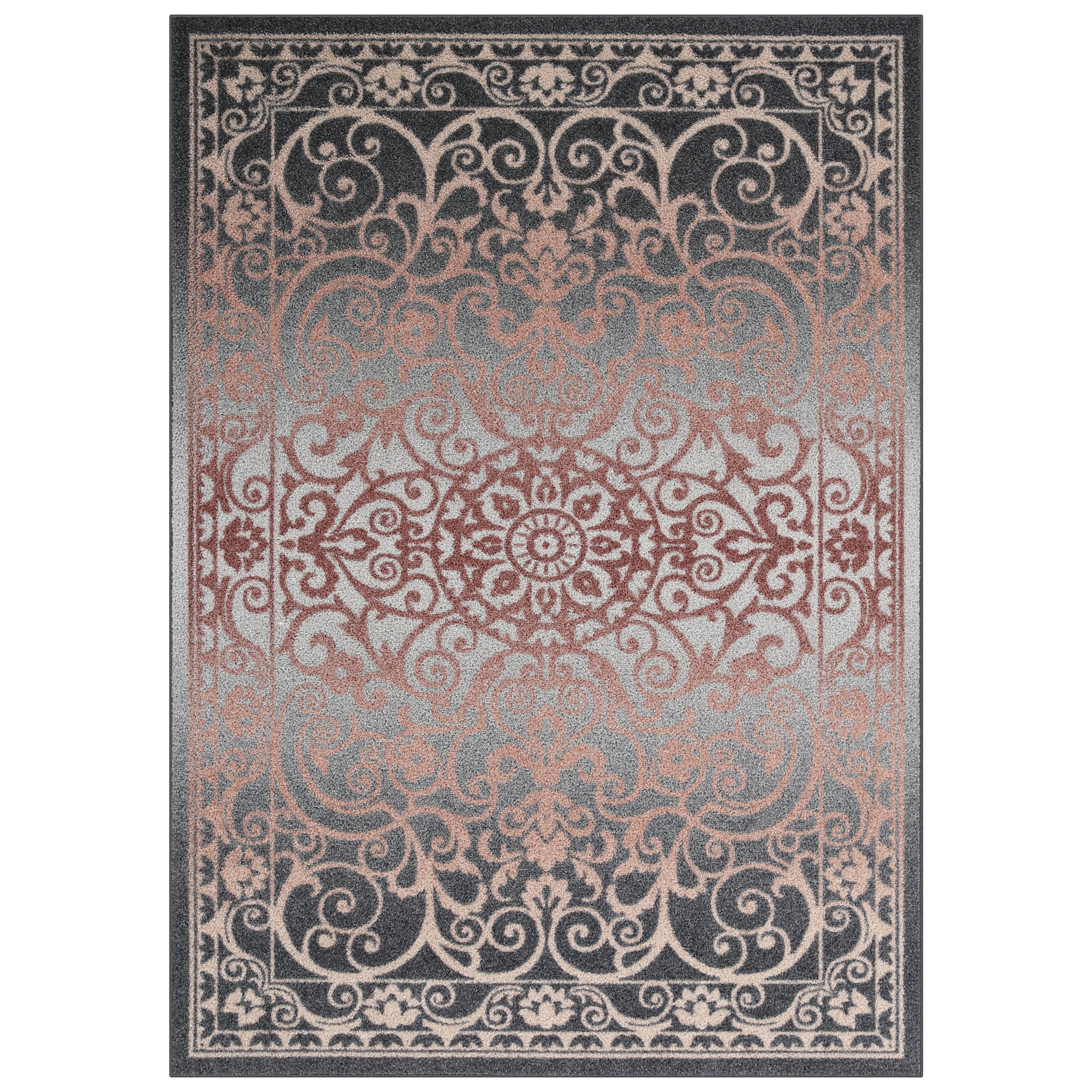Mainstays India Medallion Textured Gray Coral Area Rug, 5'x7' - Walmart.com