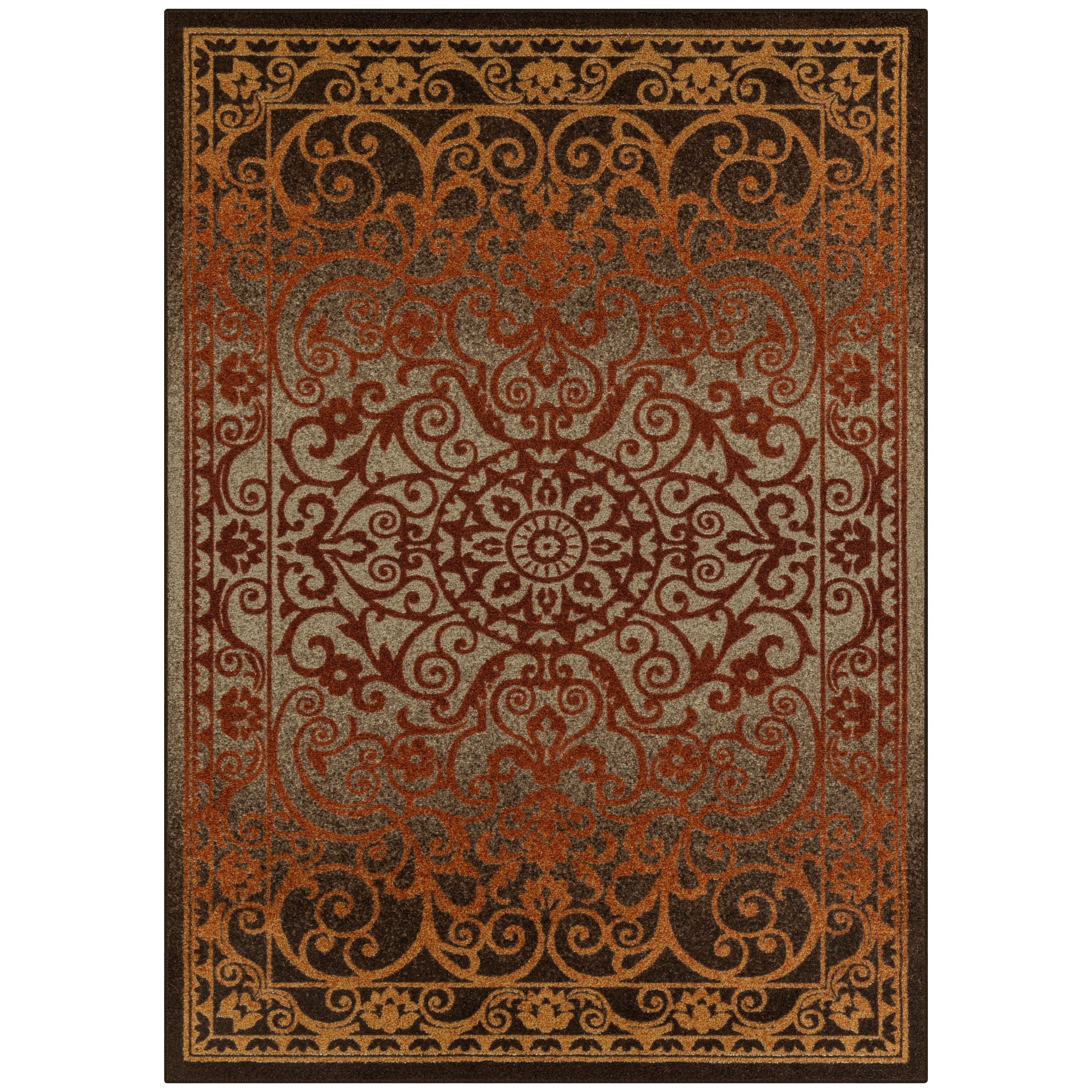 Mainstays India Medallion Textured Rust Brown Indoor Area Rug, 7' x 10 ...