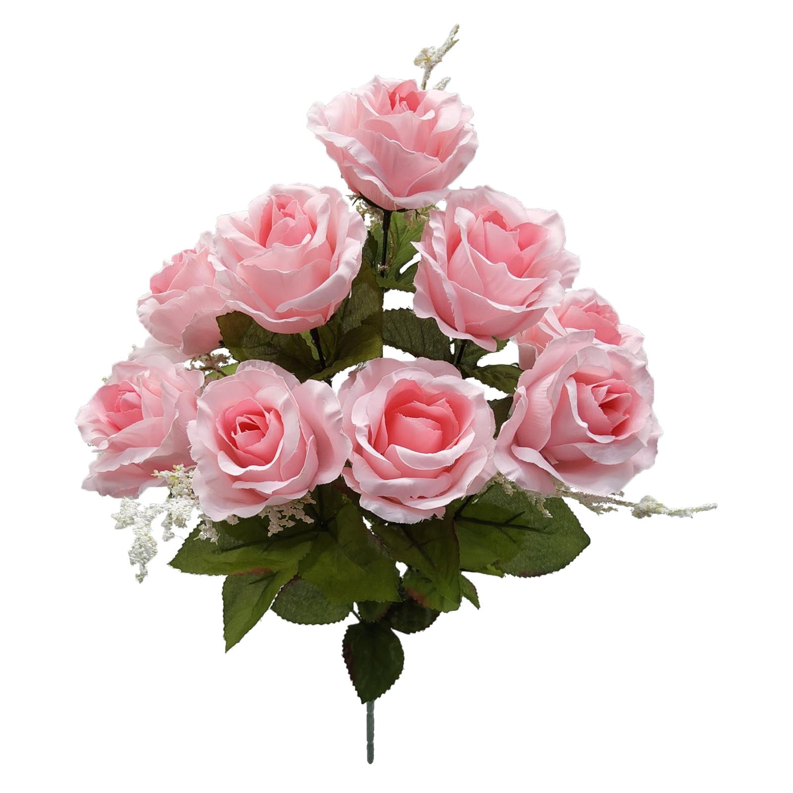 Mainstays Indoor Artificial Flower Rose Bush, Pink Color, Assembled ...