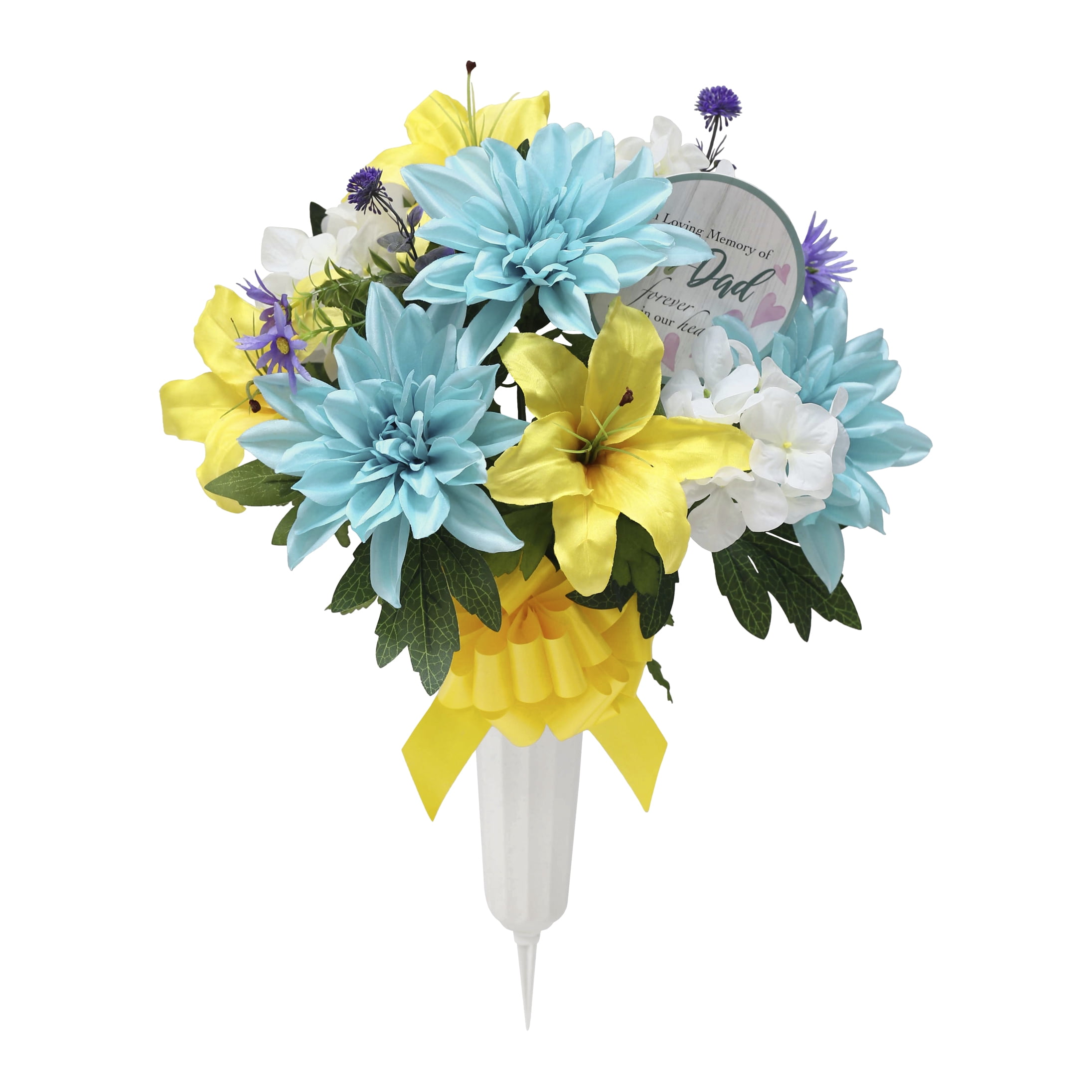 Mainstays Indoor/Outdoor 23" Artificial Silk Dahlia Mix Cemetery Large ...