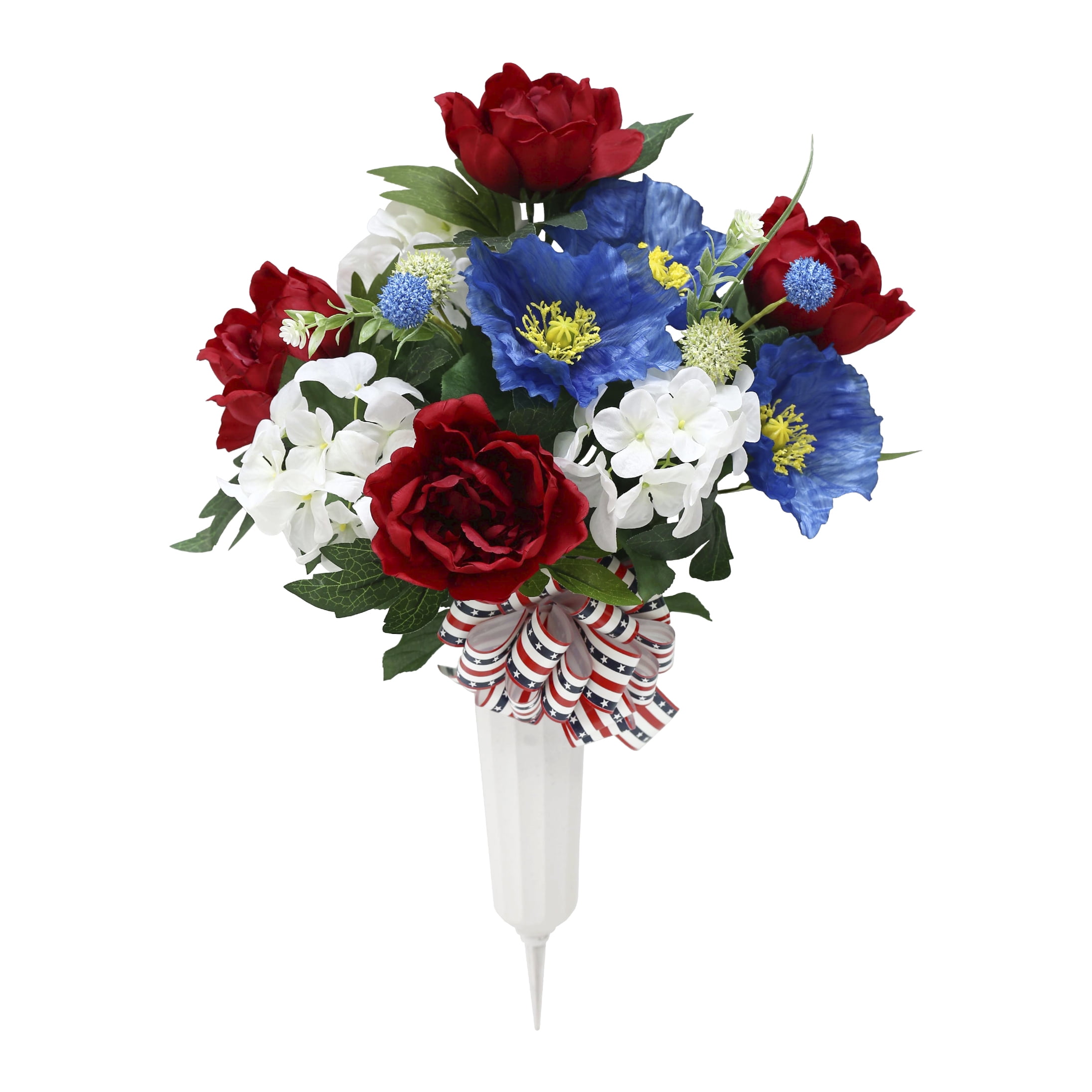 Mainstays Indoor/Outdoor 23" Artificial Silk Peony Mixed Cemetery Large ...