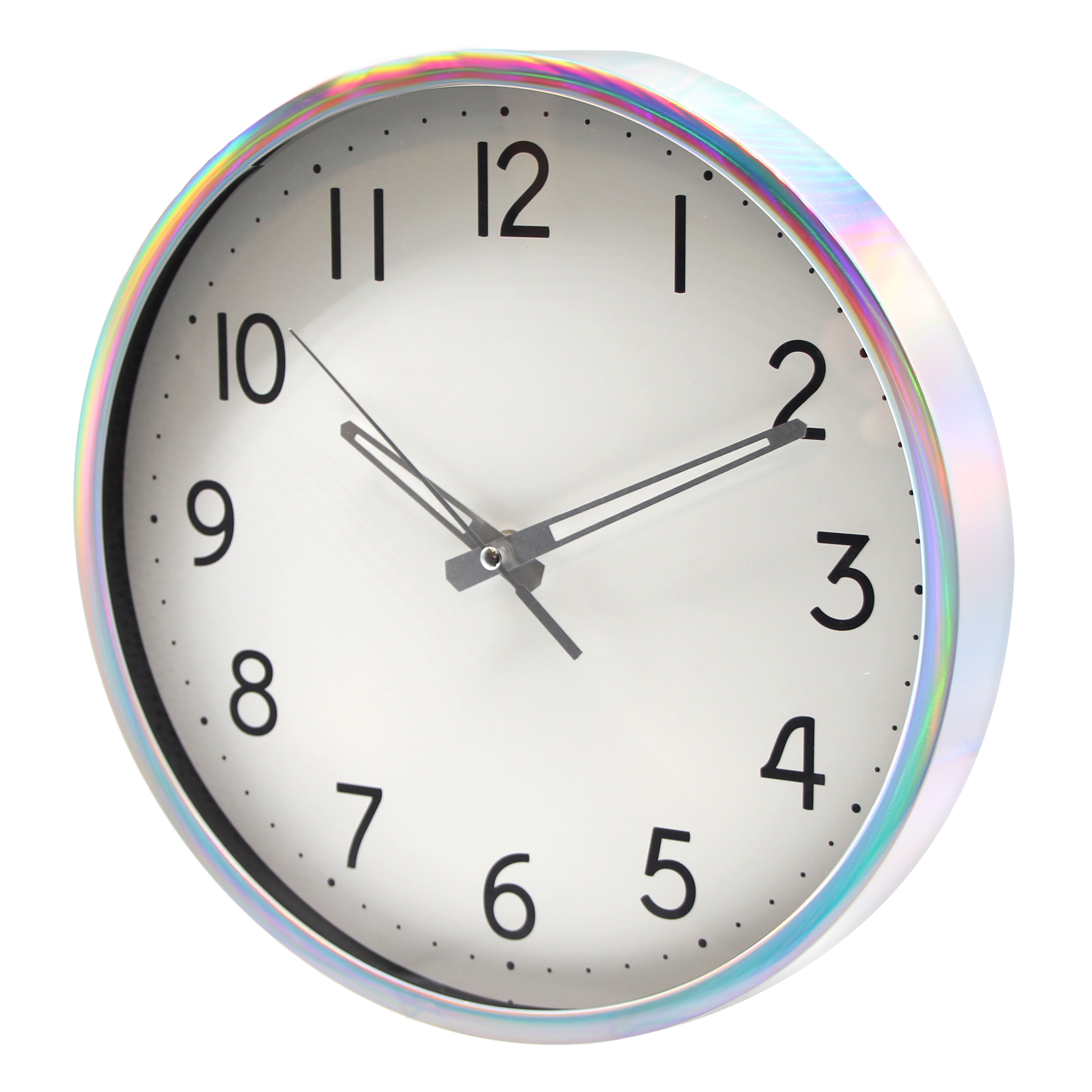 Mainstays Iridescent 12 Inch Clock in Silver - Walmart Business Supplies