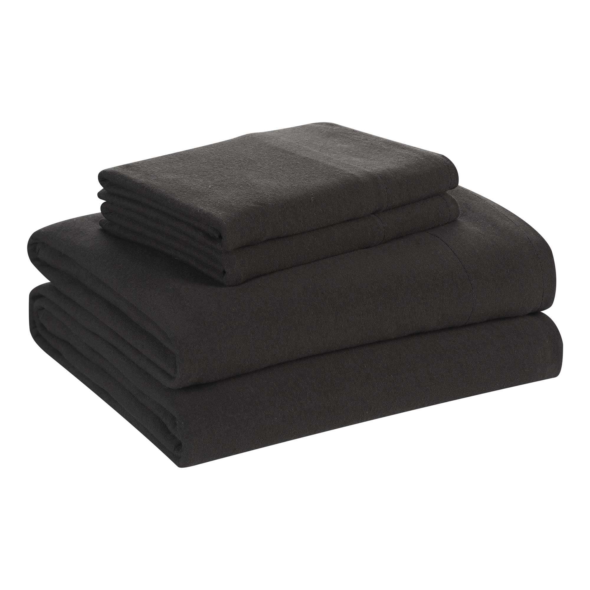 Mainstays Jersey Sheet Set, Full, Black, Soft & Cozy 4pc - Walmart.com