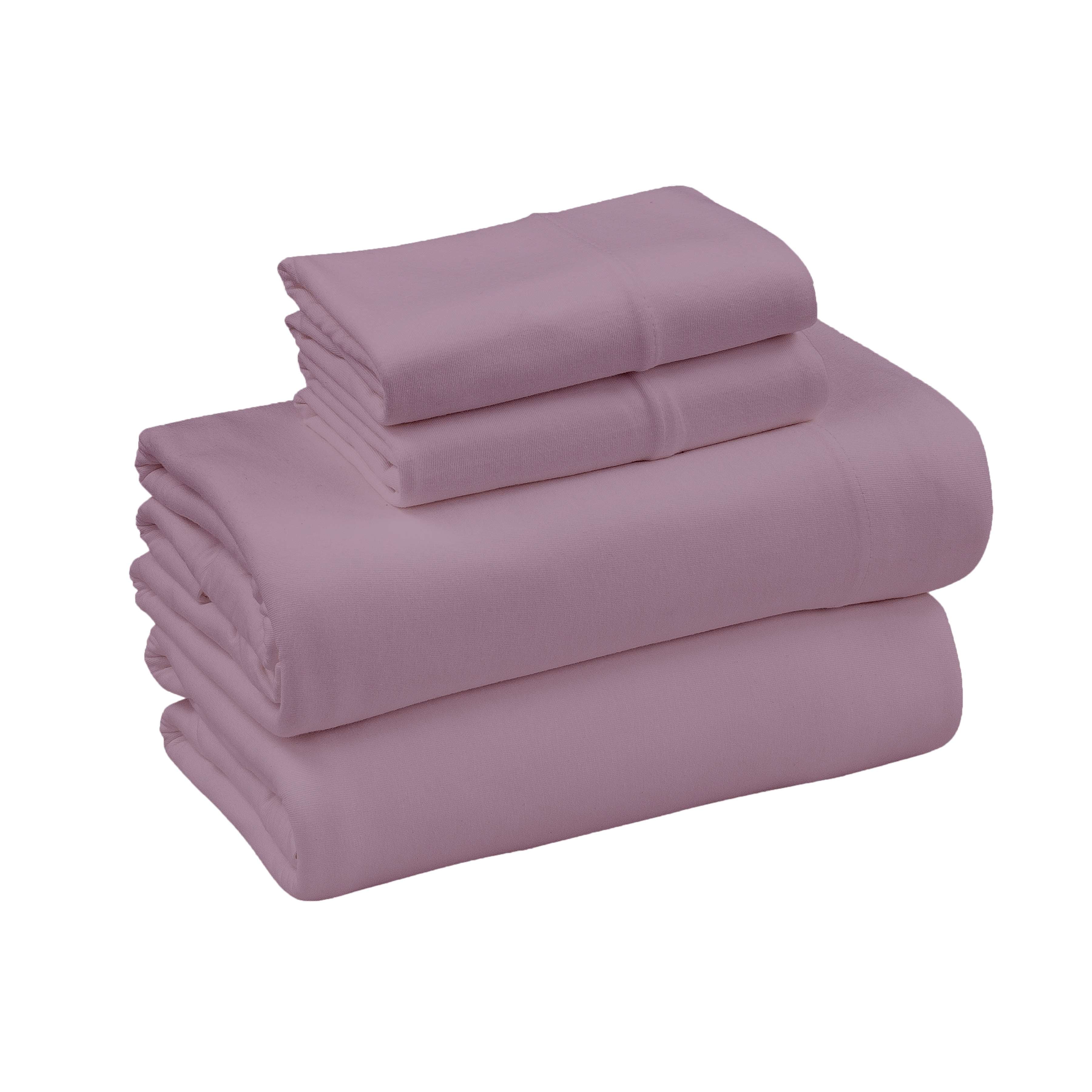 Mainstays Adult Cotton Rich Jersey Bed Sheet Set, Twin-XL, Lilac Bloom ...