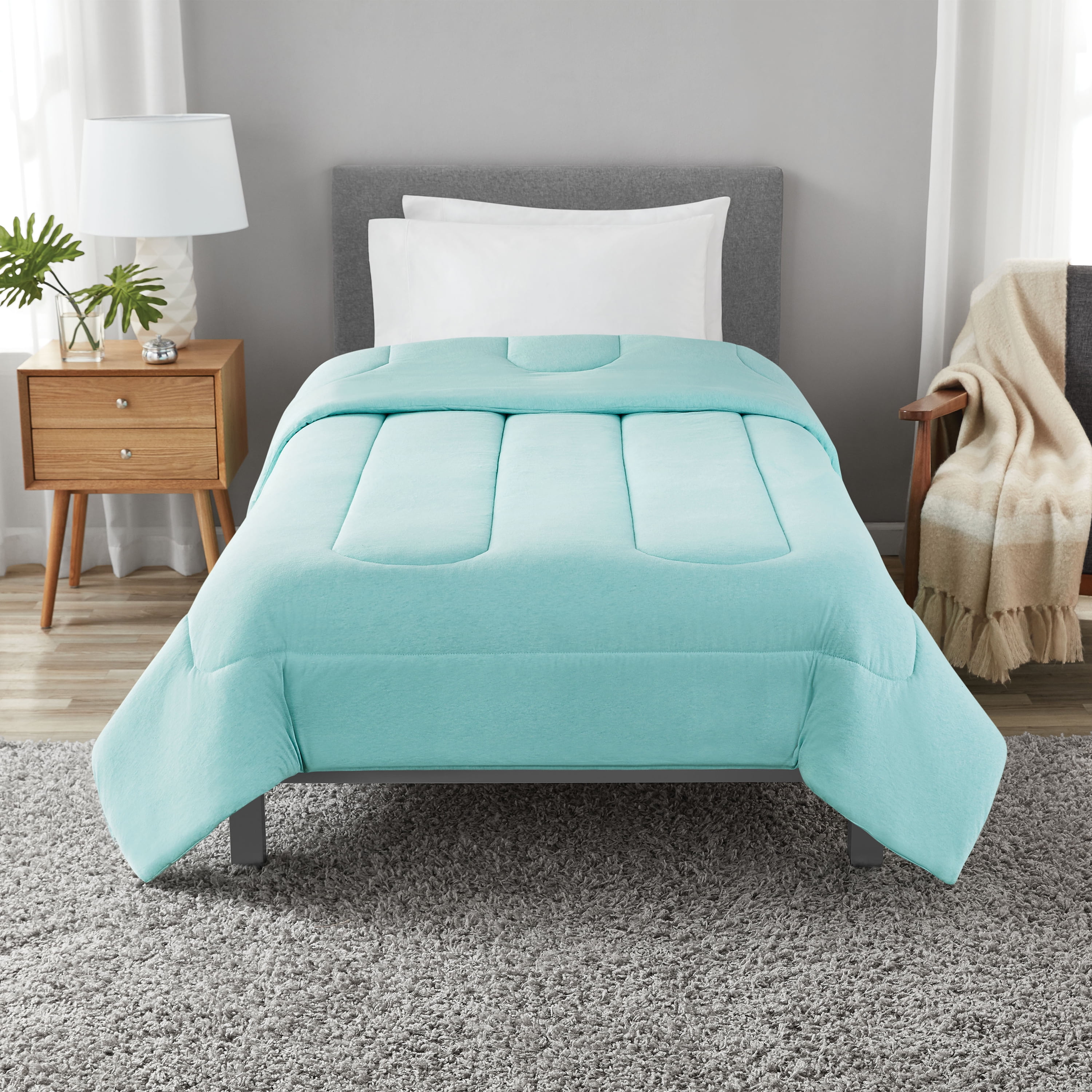 Mainstays Twin/Twin XL Jersey Knit Comforter Mint All-Season Washable ...