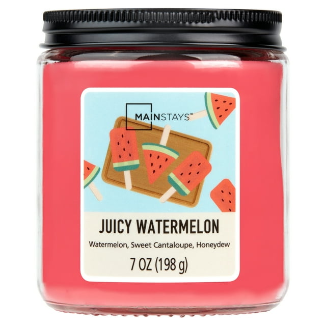 Mainstays Juicy Watermelon Scented Single-Wick Twist Jar Candle, 7 oz ...