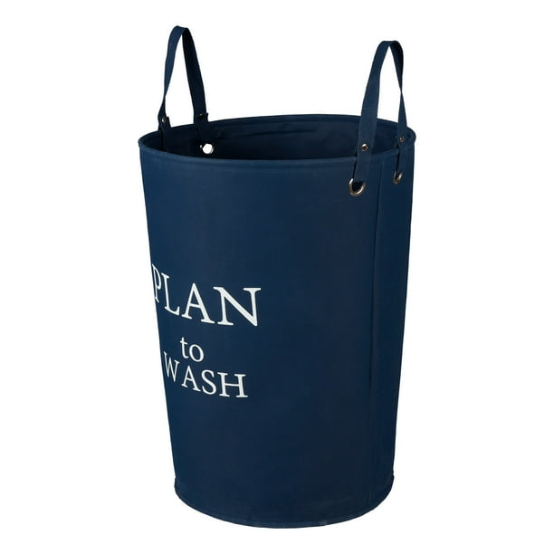 Mainstays Jumbo Canvas Hamper, Plan to Wash Quote, Navy Blue - Walmart ...
