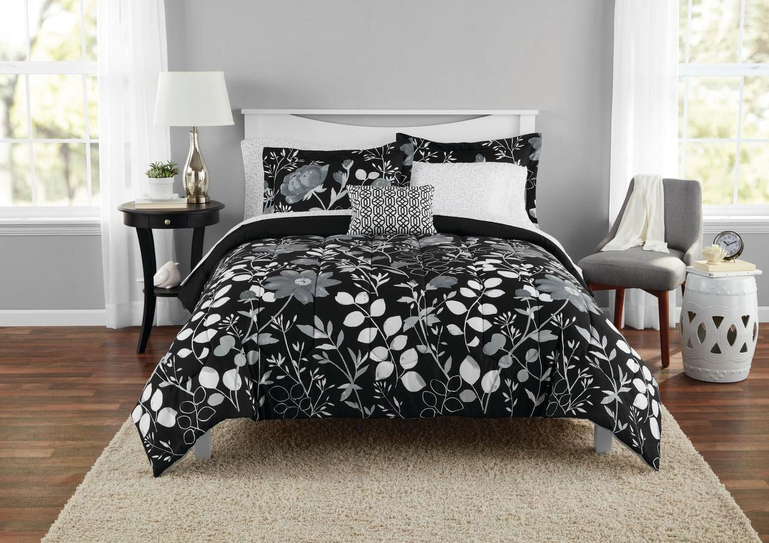 Mainstays Kamala Bed in a Bag Floral Geometric Microfiber Bedding Set ...