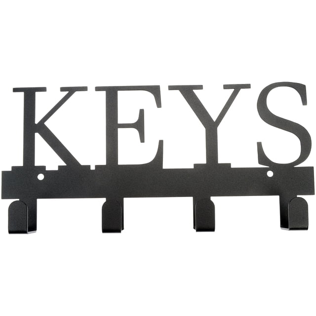 Mainstays Key Rack, 4 Hooks, Black Finish, Mounting Hardware Included ...