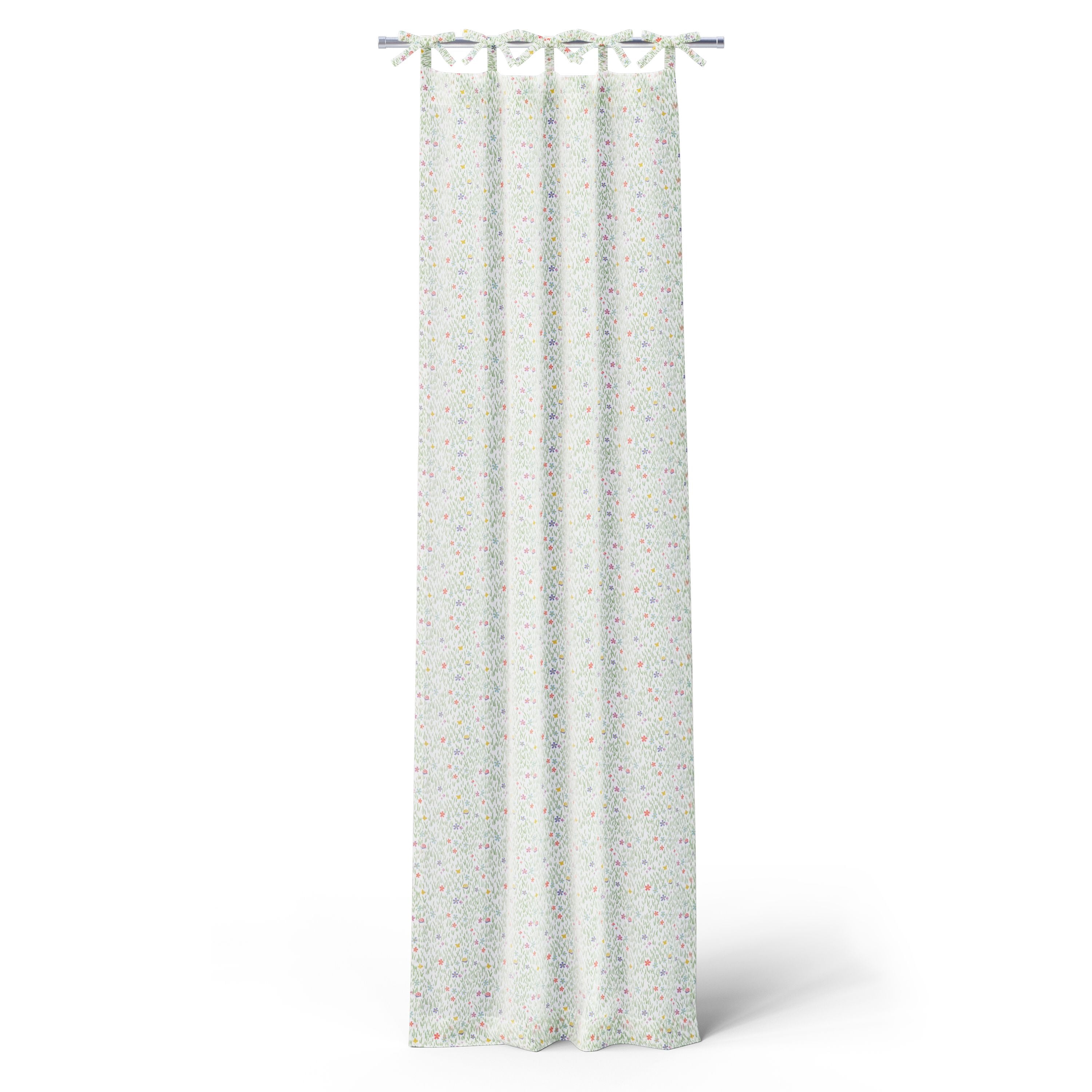 Mainstays Kids Meadow Print Light Filtering Tie Top Single Curtain ...