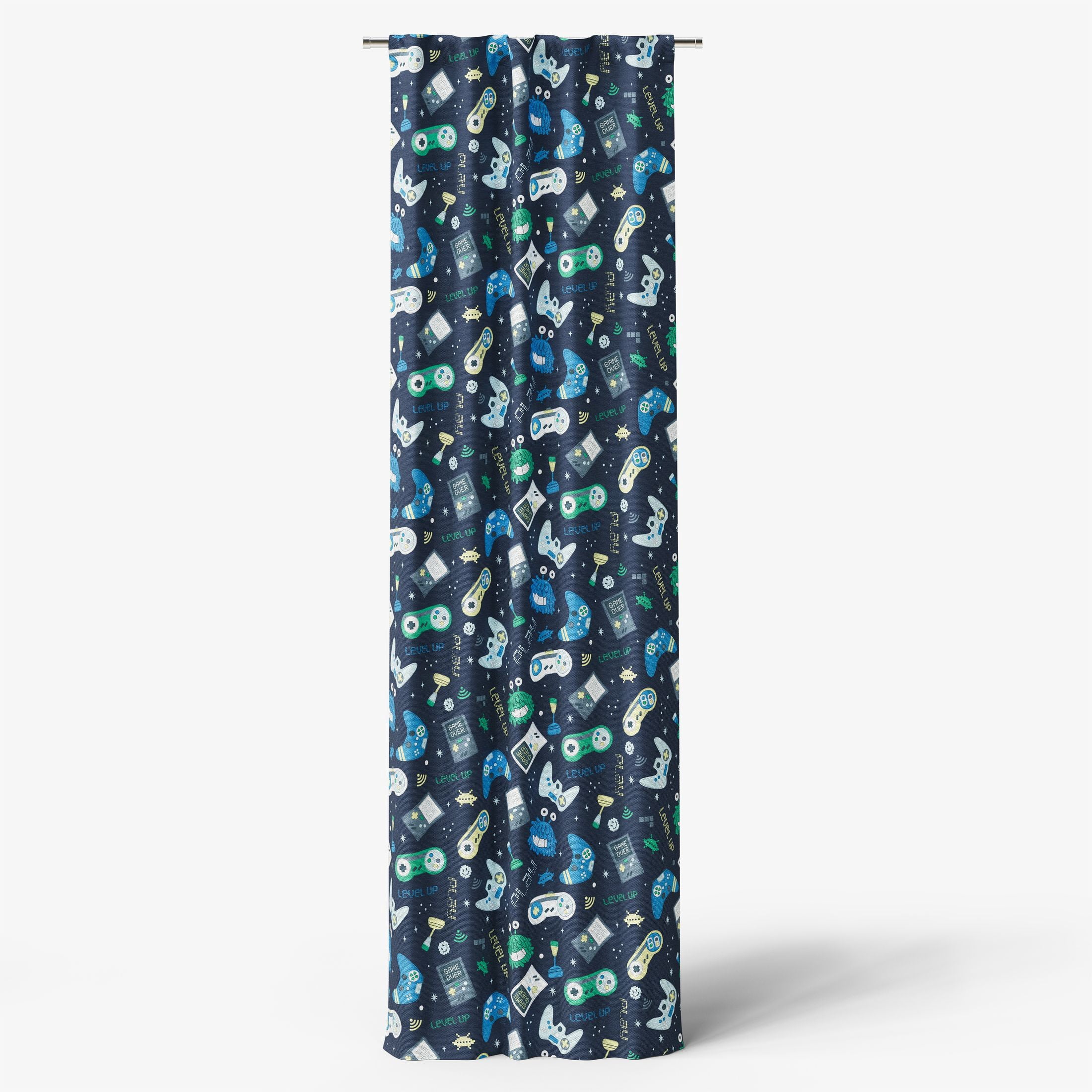 Mainstays Kids Navy Blue Printed Glow in the Dark Blackout Rod Pocket ...