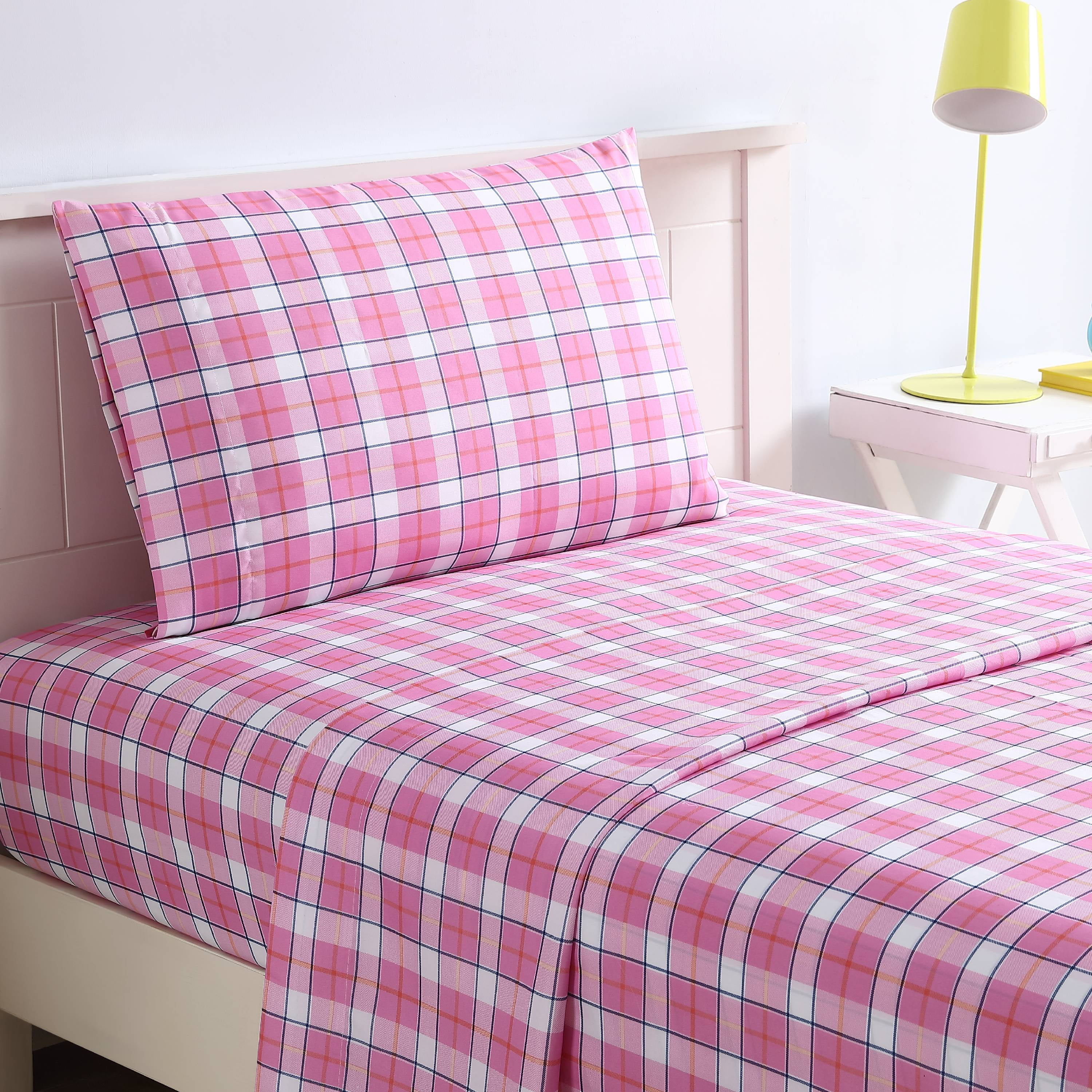 Mainstays Kids Pink Plaid Coordinating Sheet Set - Walmart.com
