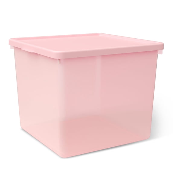 Mainstays Kids Pink Large Plastic Storage Bin with Lid - Walmart.com