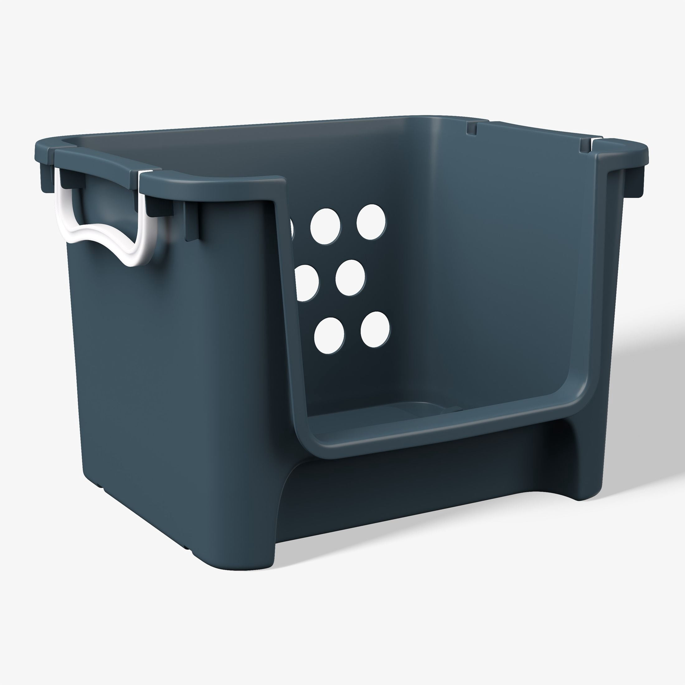 Mainstays Kids Large Blue Stackable Plastic Open-Front Toy Storage ...