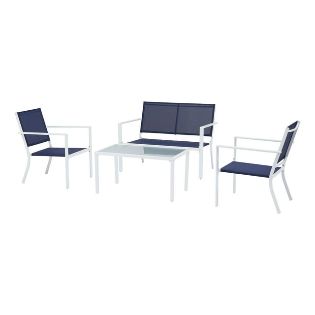 Mainstays Kingston Ridge 4-Piece Outdoor Conversation Set, Navy and ...