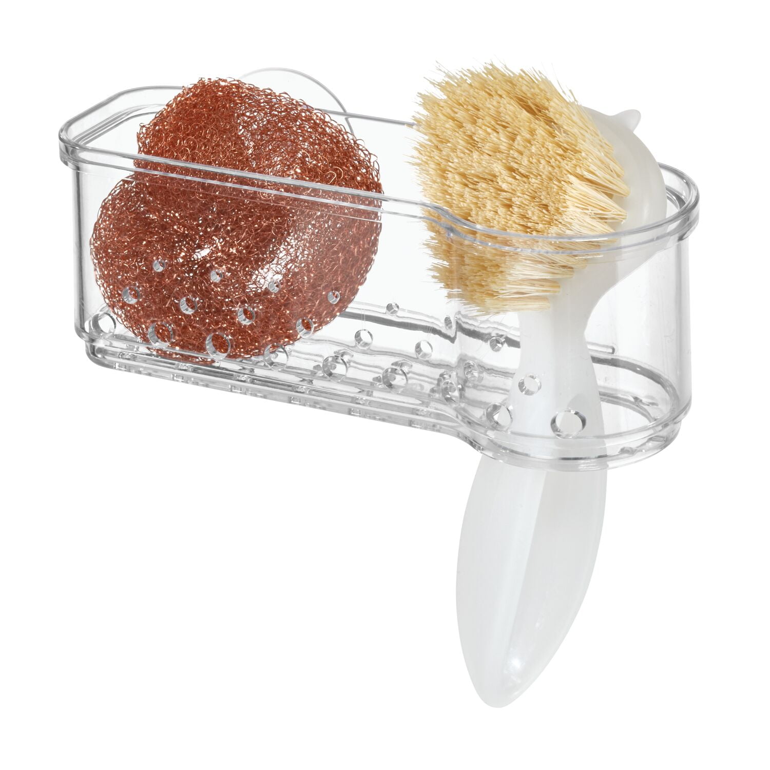 Mainstays Plastic Kitchen Sponge Holder Sink Caddy, Clear, Drip Dry ...