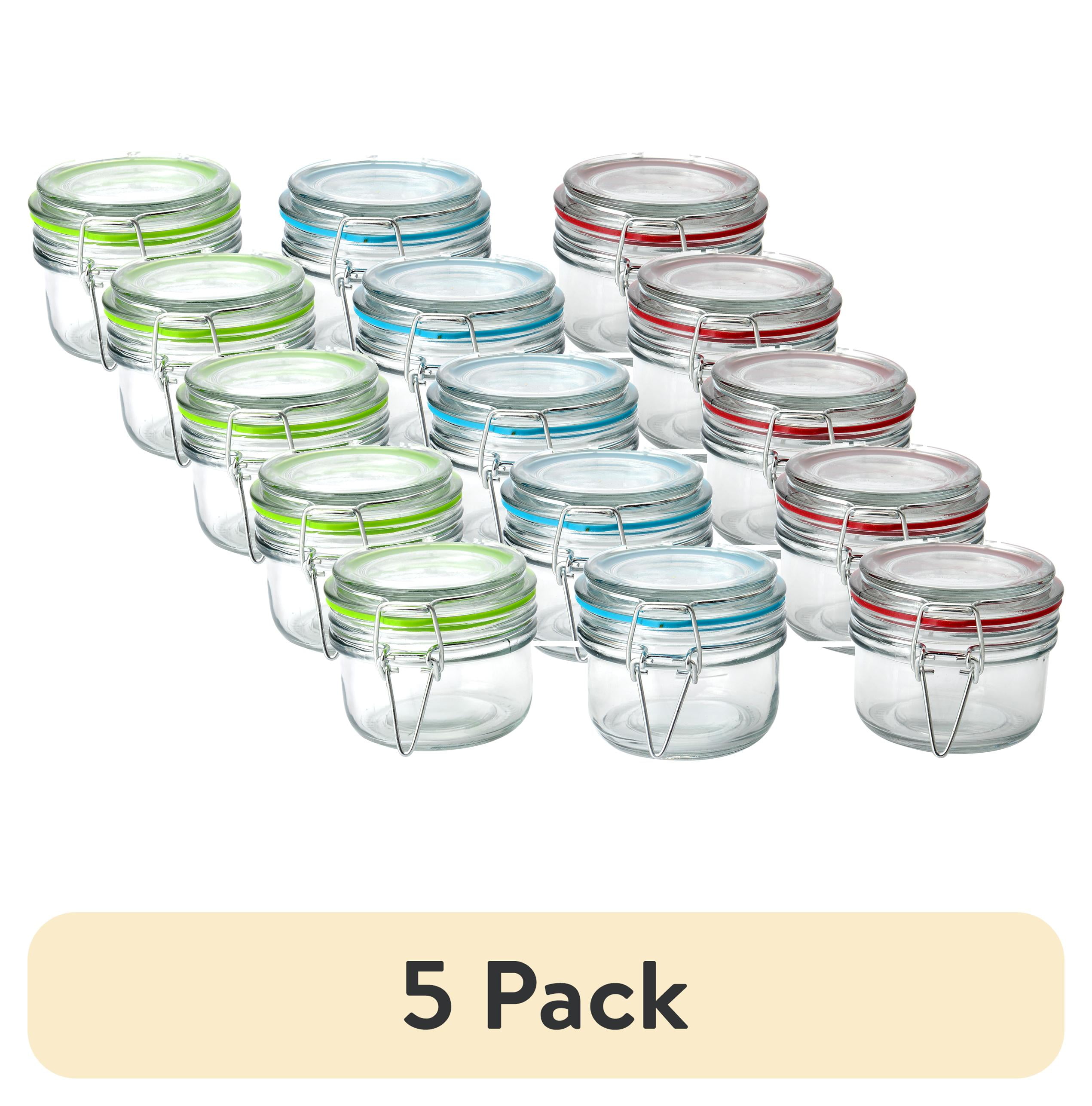 (5 pack) Mainstays Kitchen Storage 5-Ounce Clear Glass Lock Lid Jar ...