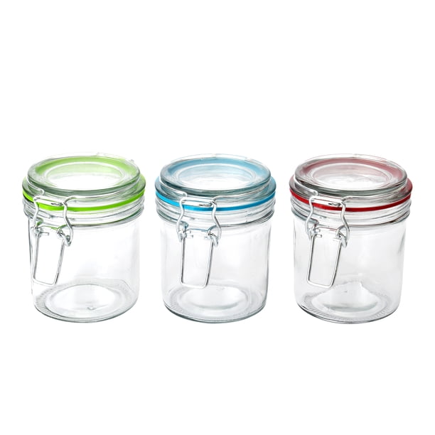 Mainstays Kitchen Storage 9.4-Ounce Clear Glass Lock Lid Jar with ...