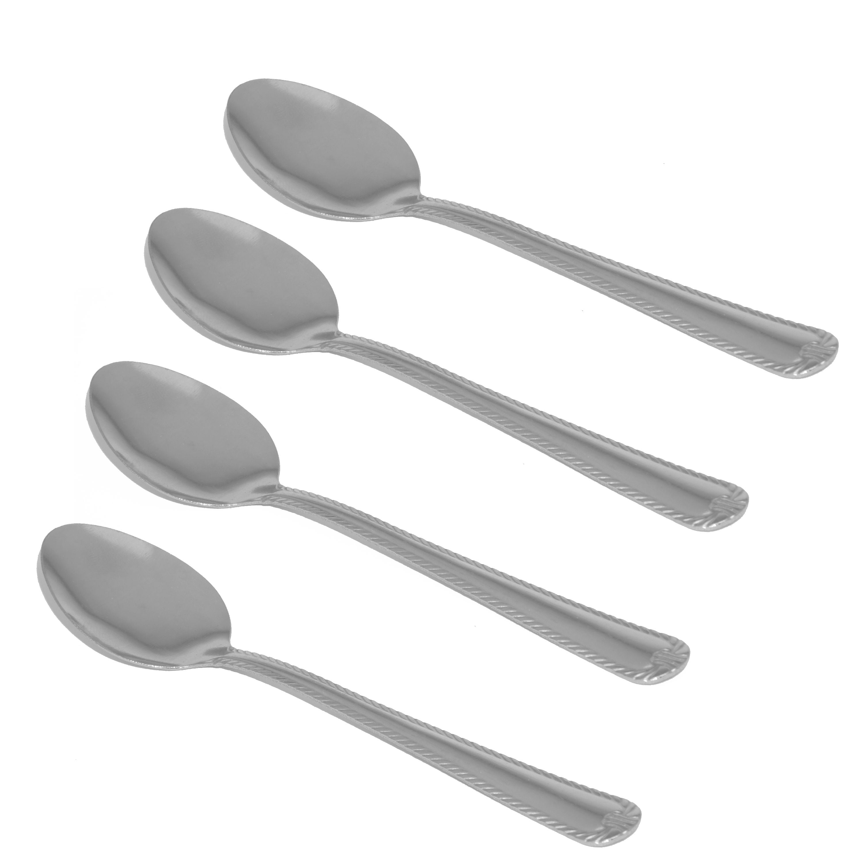 Mainstays Lace Stainless Steel Dinner Spoon, 4- Piece Set, Silver ...