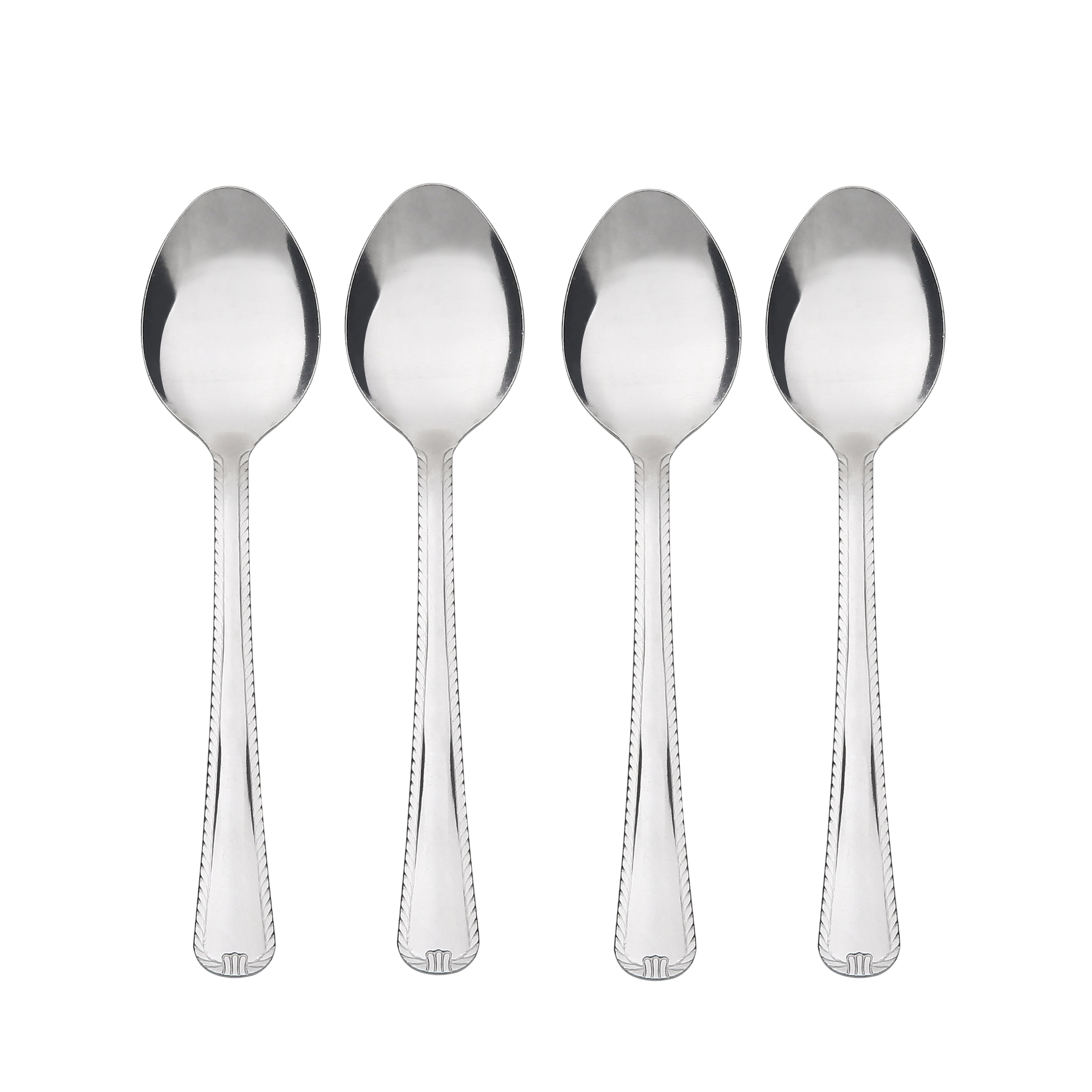 Mainstays Lace Stainless Steel Silver Adult Dinner Spoon, 4- Piece Set ...