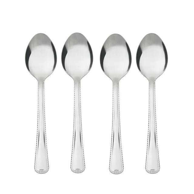 Mainstays Lace Stainless Steel Silver Adult Dinner Spoon, 4- Piece Set ...