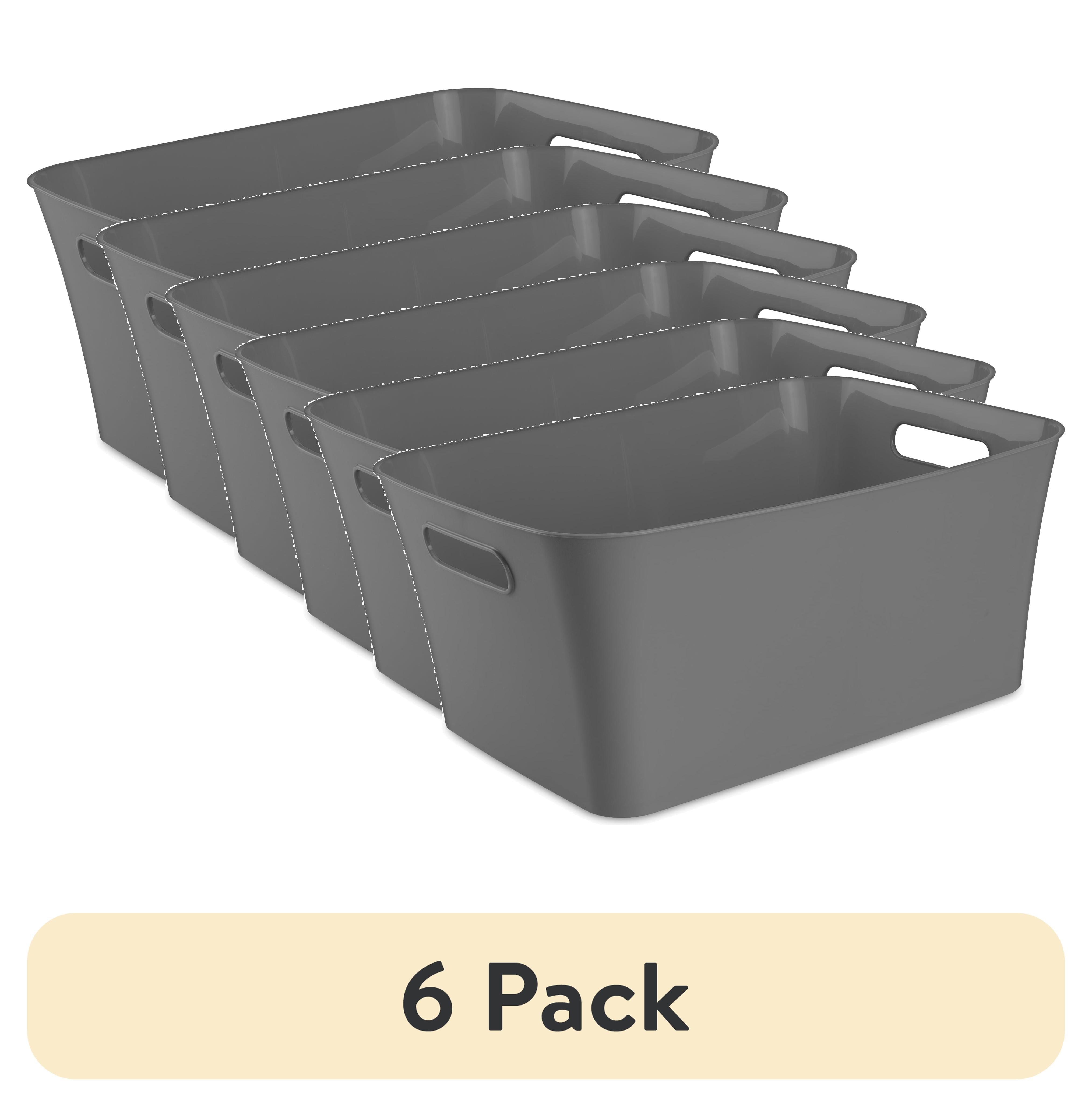 (6 pack) Mainstays Large Plastic Storage Bin, Grey - Walmart.com