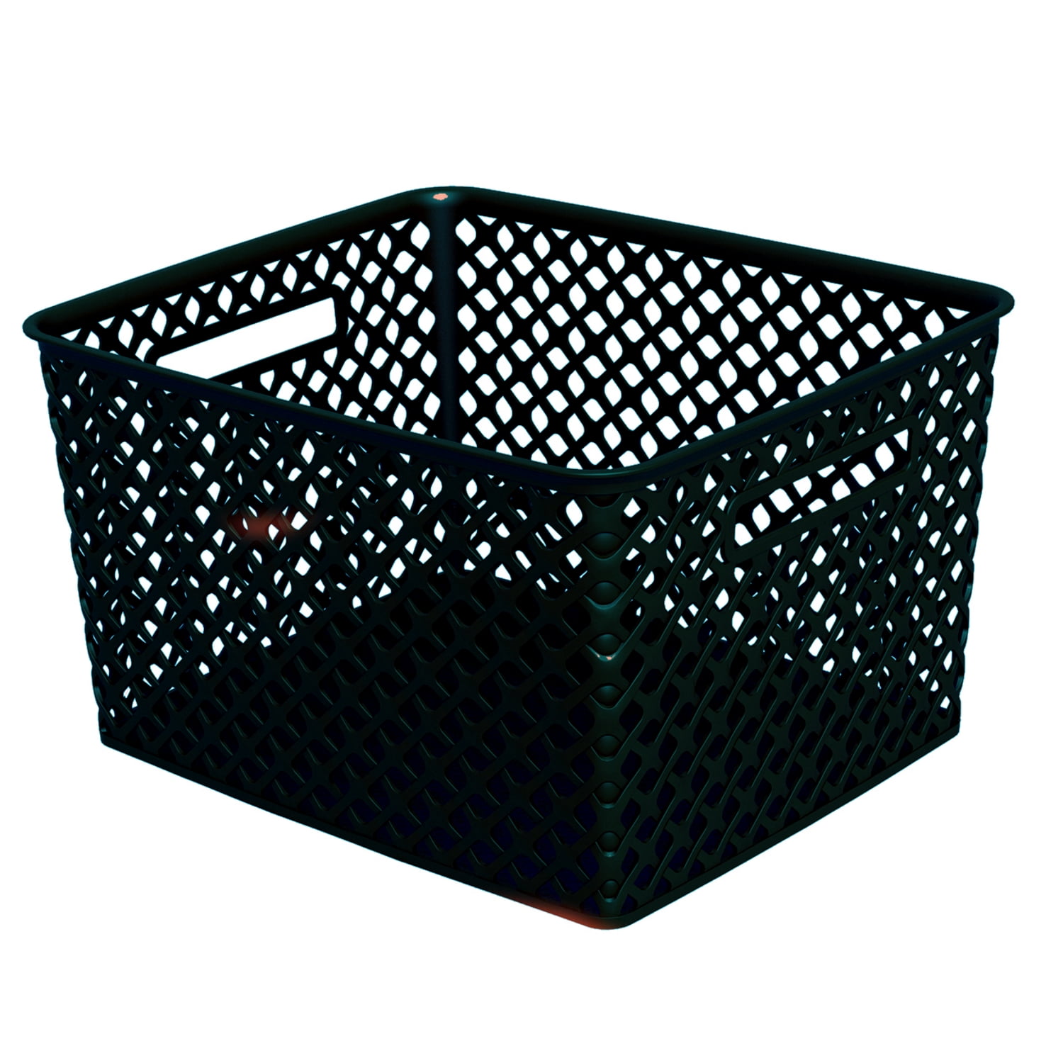 Mainstays Large Black Decorative Storage Basket with Handles, Mesh ...