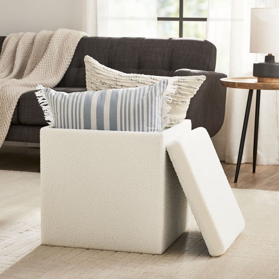 Mainstays Large Cube Storage Ottoman, Cream - Walmart.com