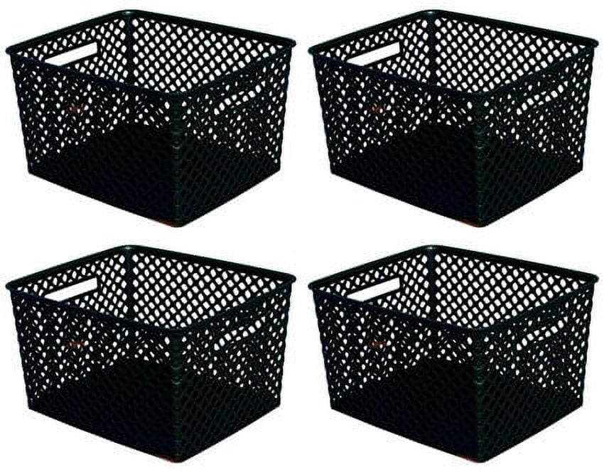 Mainstays Large Decorative Plastic Mesh Basket, 4 Pack, Black - Walmart.com