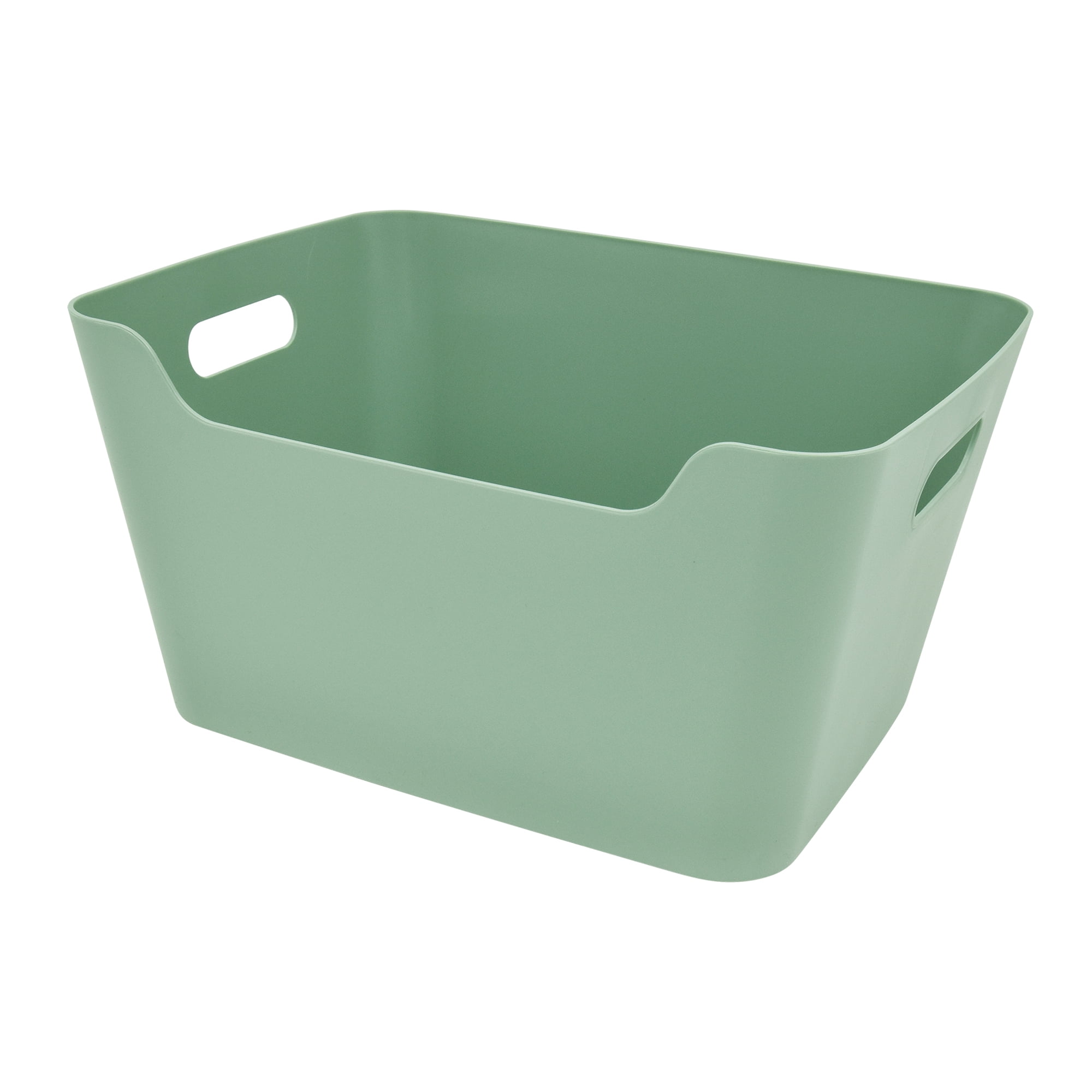 Mainstays Large Multi-Purpose Durable Storage Bin with Handles, Green ...