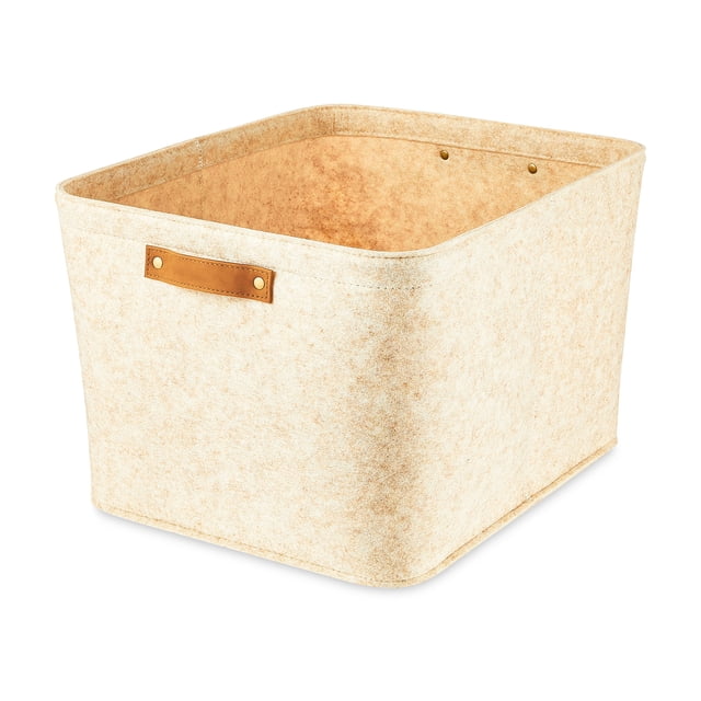 Mainstays Large Felt Basket, Oatmeal, Set of 2 - Walmart Business Supplies