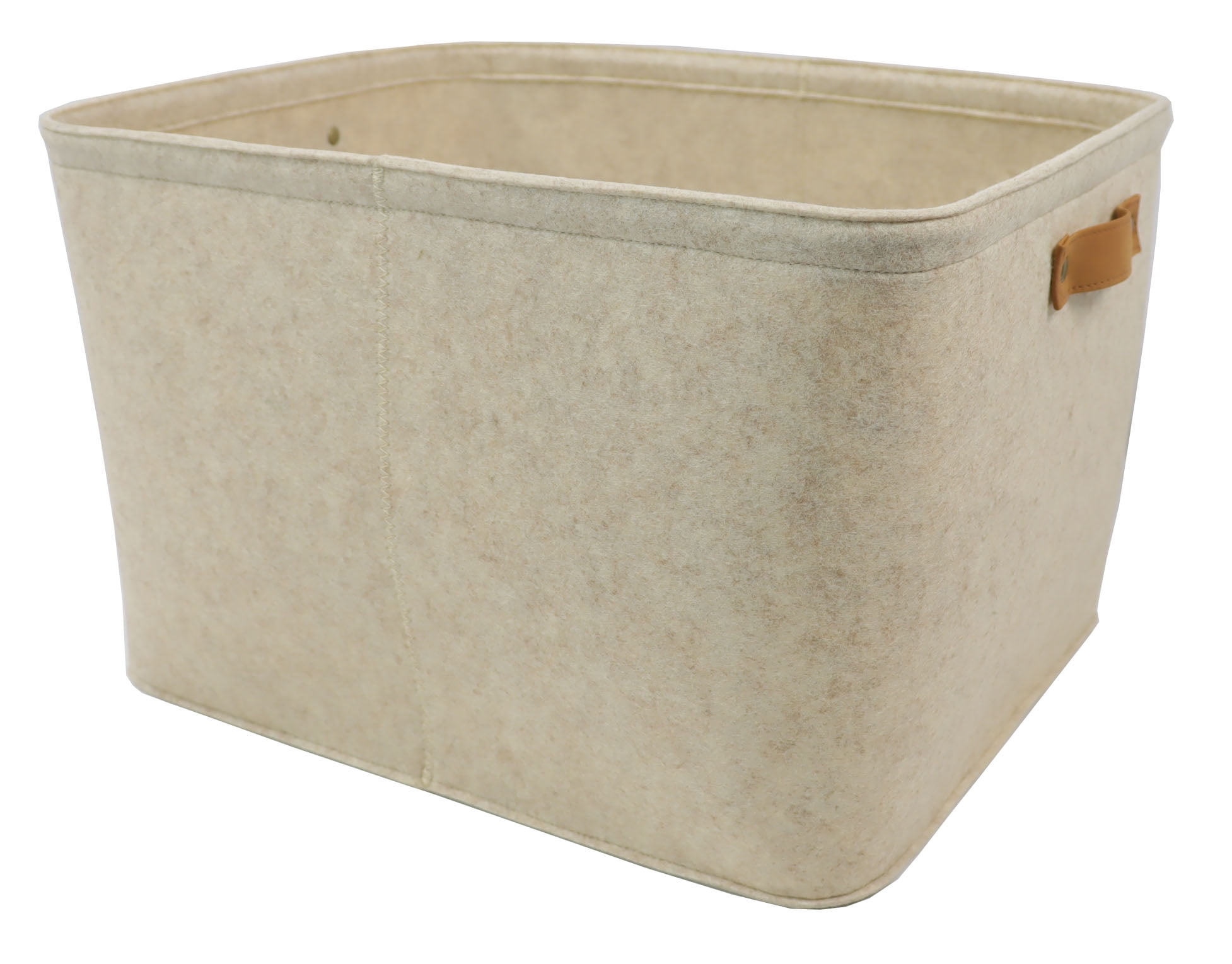 Mainstays Large Decorative Storage Basket in Oatmeal Brown Felt with ...