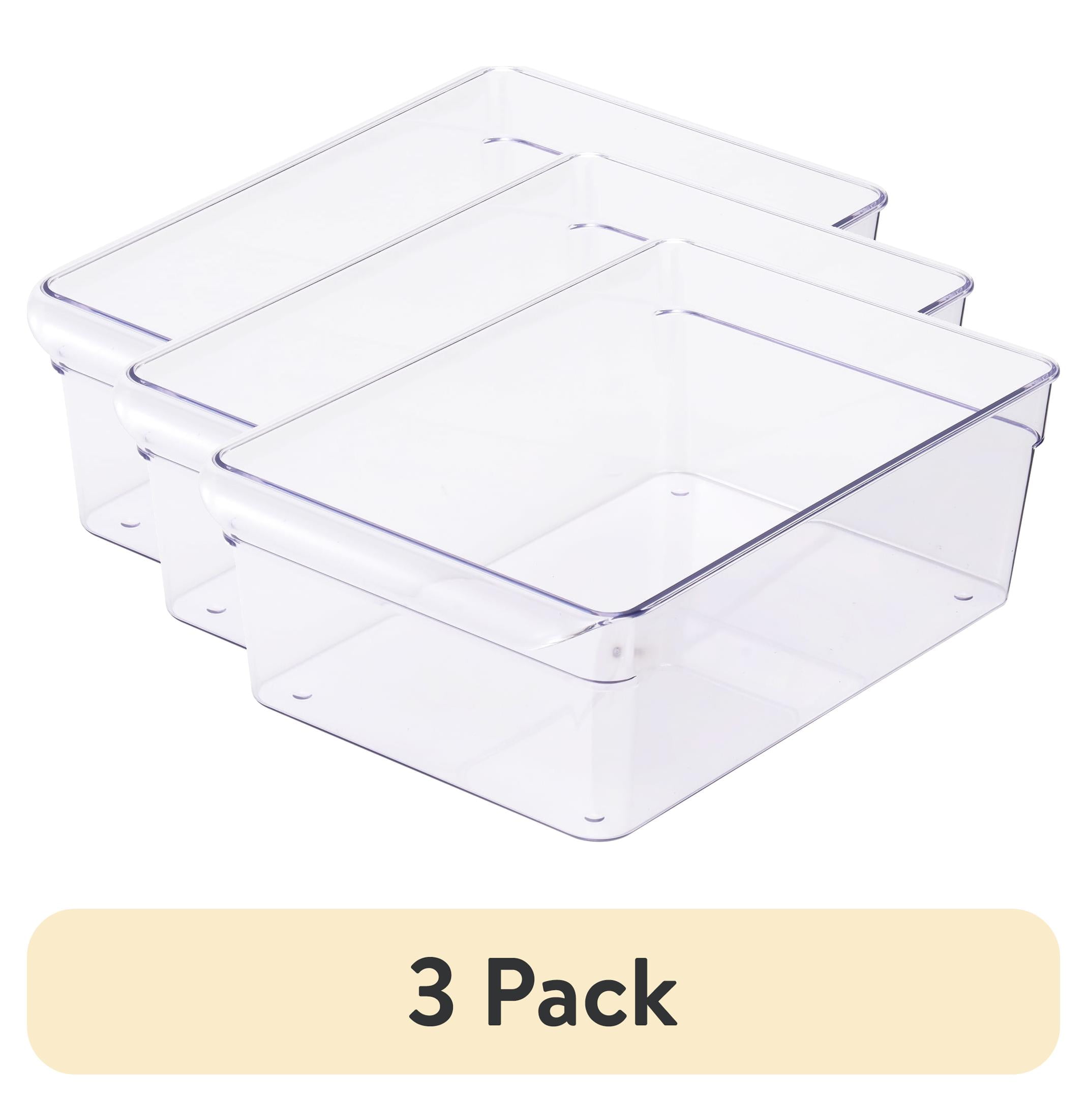 (3 pack) Mainstays Large Fridge Bin, 12x8x4 inches, Clear Plastic ...