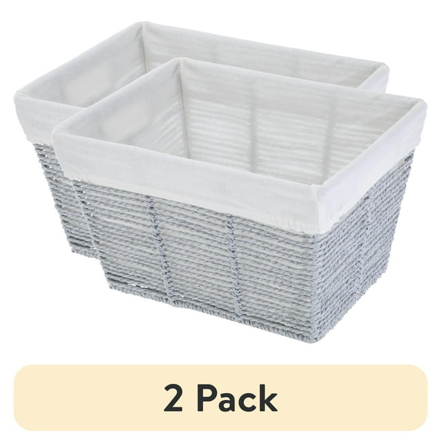 (2 pack) Mainstays Large Grey Twisted Paper Rope Decorative Storage ...