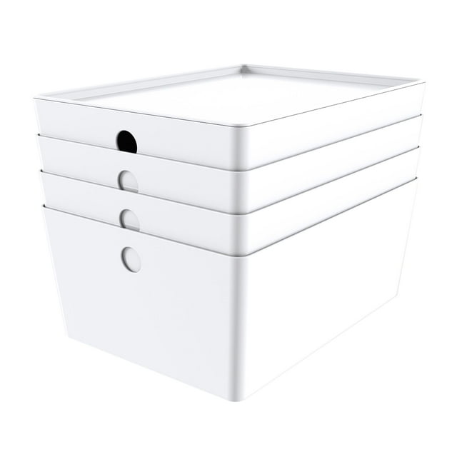 Mainstays Large Lidded Storage Containers, White, Set of 4 - Walmart.com