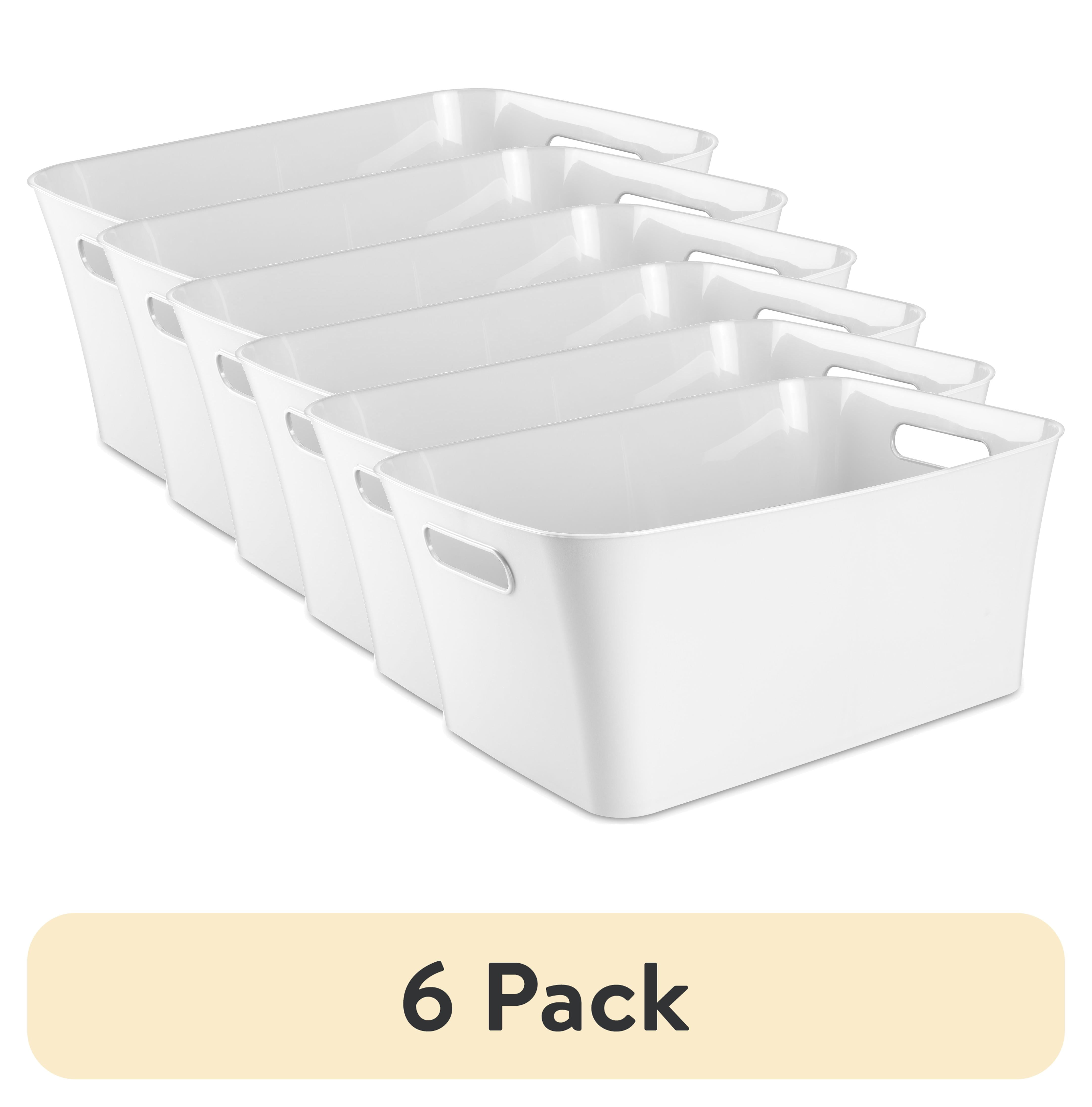 (6 pack) Mainstays Large Plastic Storage Bin, White - Walmart.com