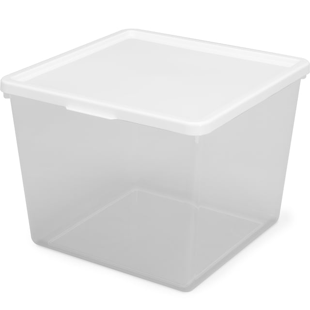 Mainstays Large Plastic Modular Stacking Storage Bin with White Lid ...