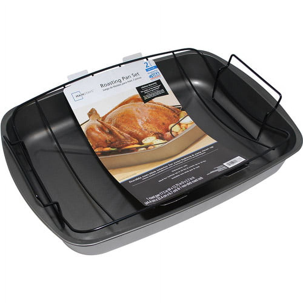 Mainstays Large Roasting Pan Set, 2 Piece - Walmart.com