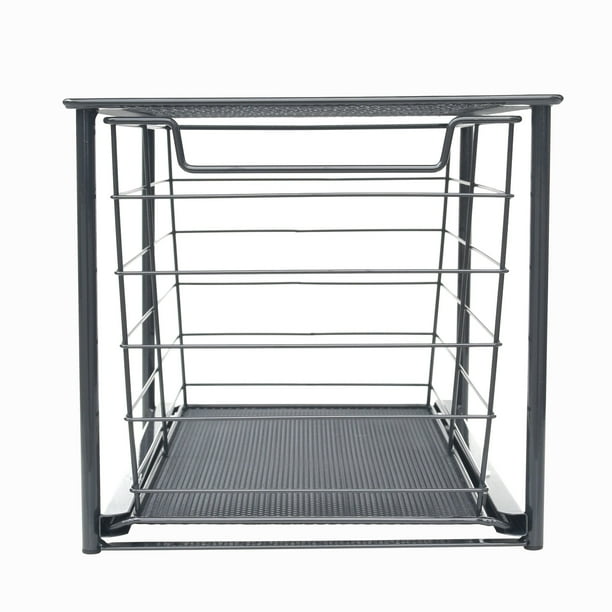 Mainstays Large Stackable Slide-Out Drawer Organizer, Matte Black ...