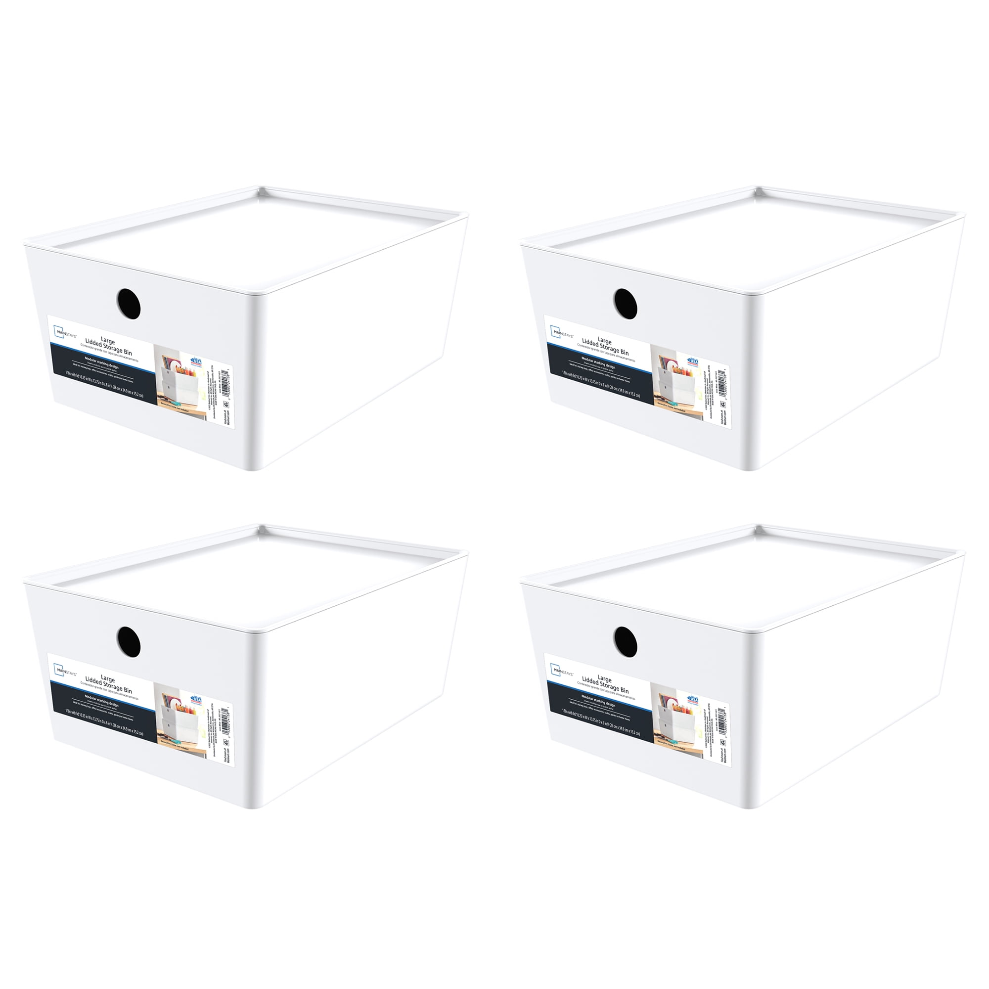 Mainstays Large White Plastic Lidded Storage Set of 4 - Walmart ...