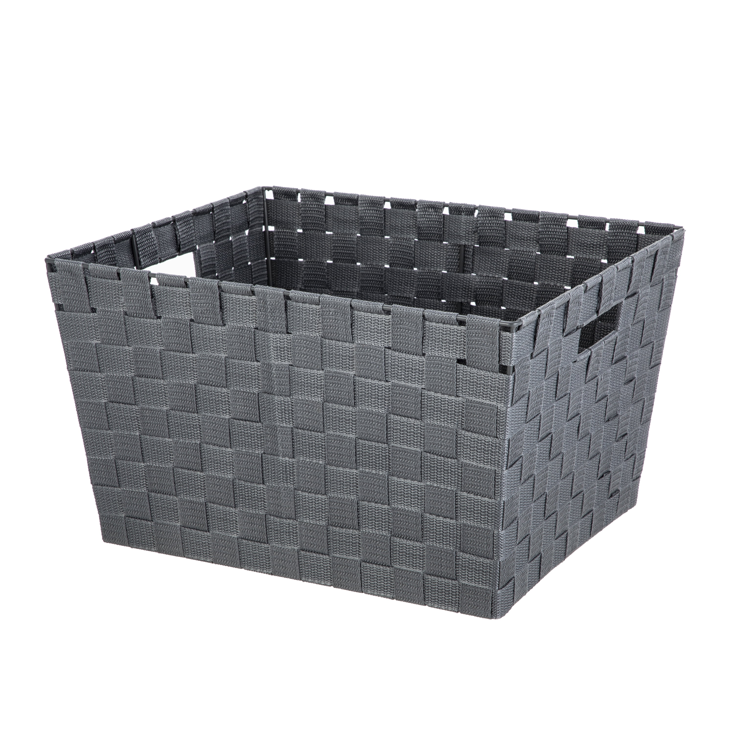 Mainstays Large Gray Woven Nylon Storage Basket with Handles - Fabric ...