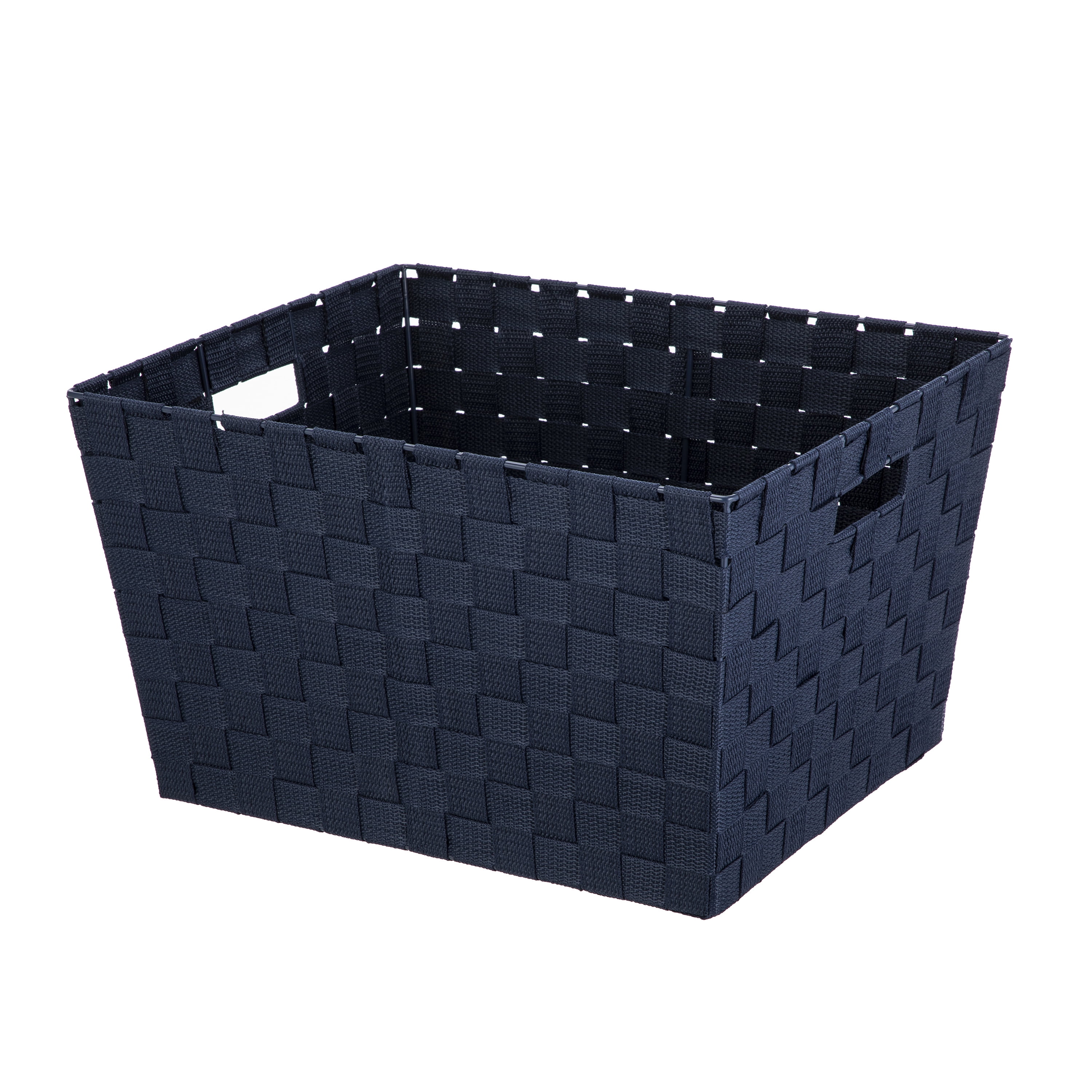 Mainstays Large Woven Nylon Storage Bin, Navy Decorative Basket with ...