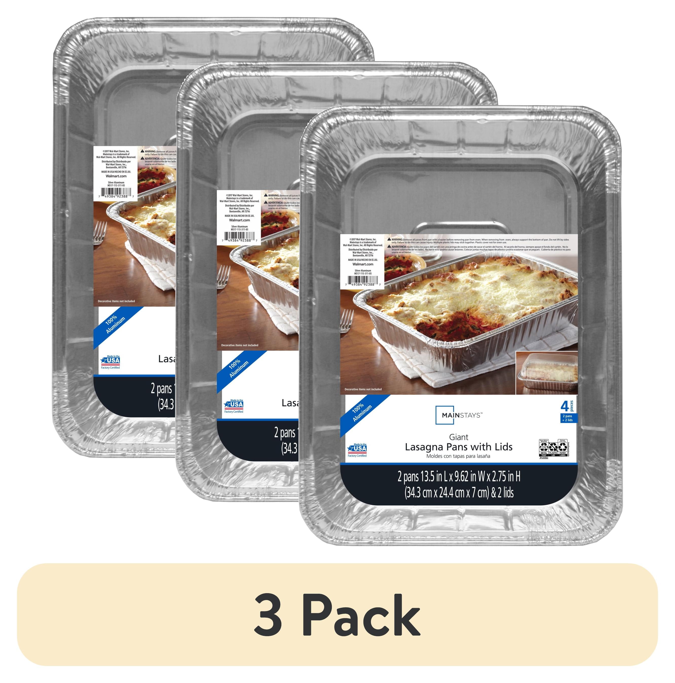 (3 pack) Mainstays Lasagna Pan with Lid 2 Count for Home or Take-Out ...